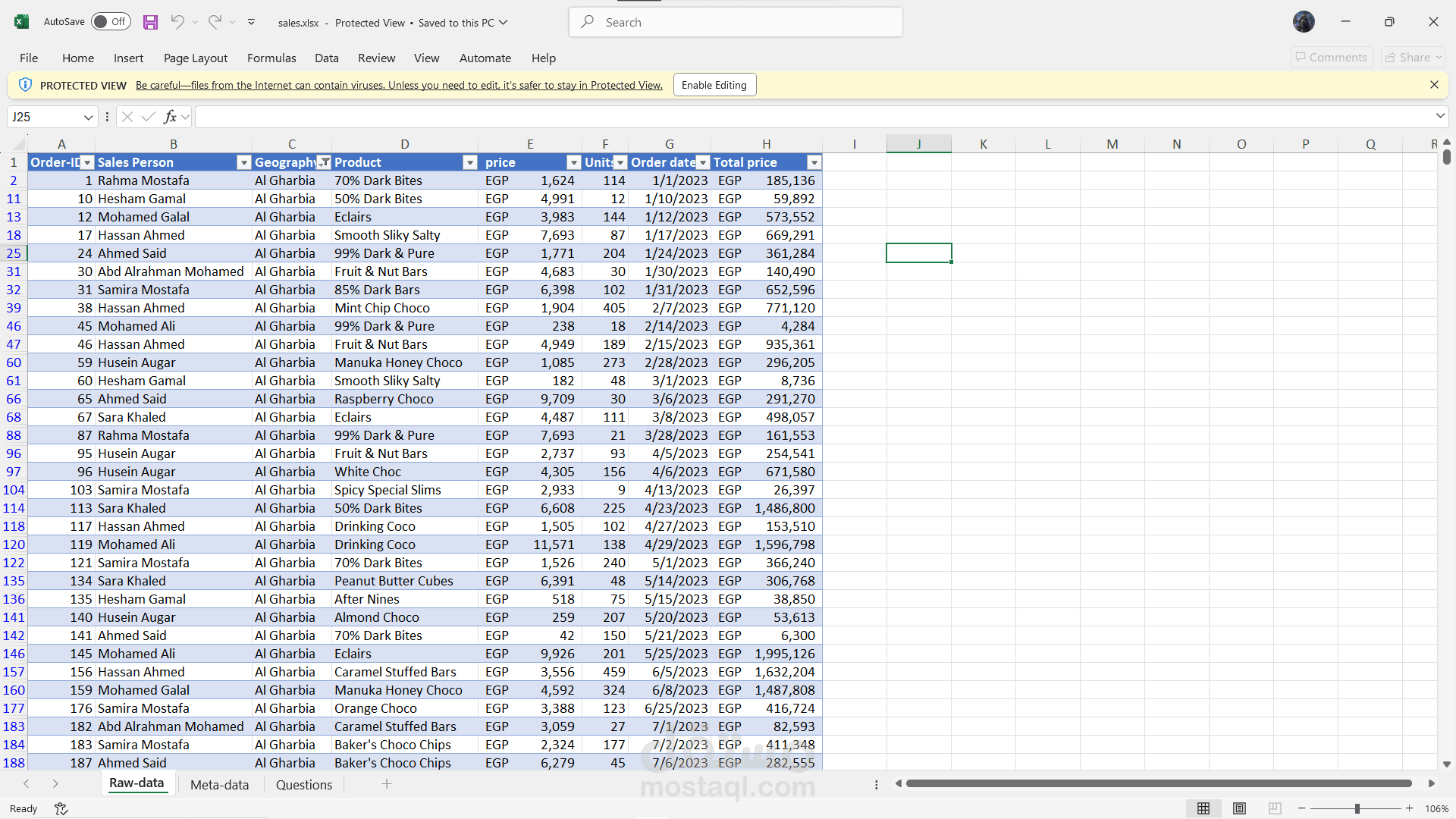 sales dataset | مستقل