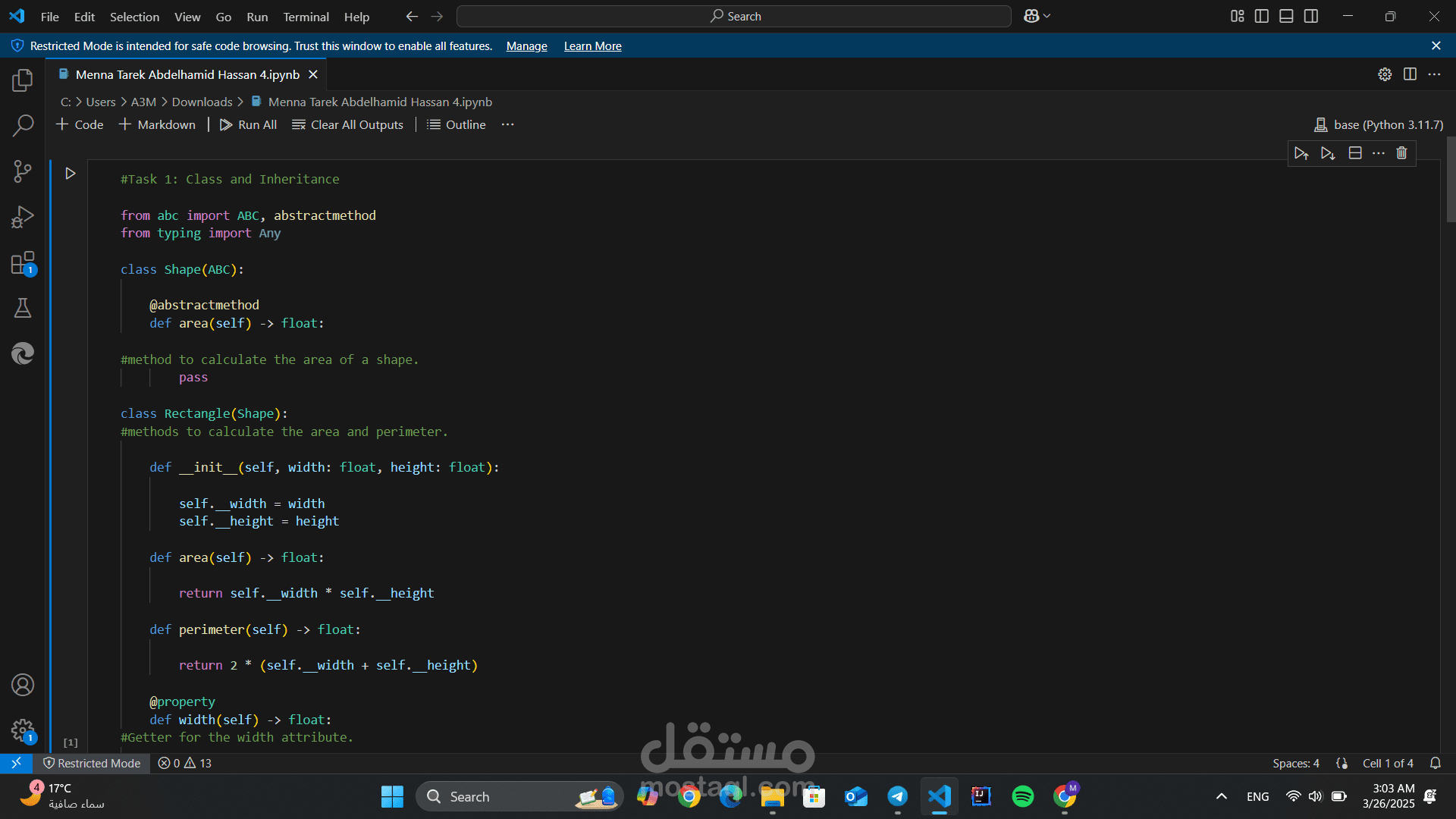 Object-Oriented Programming, File Handling & Debugging in Python | مستقل
