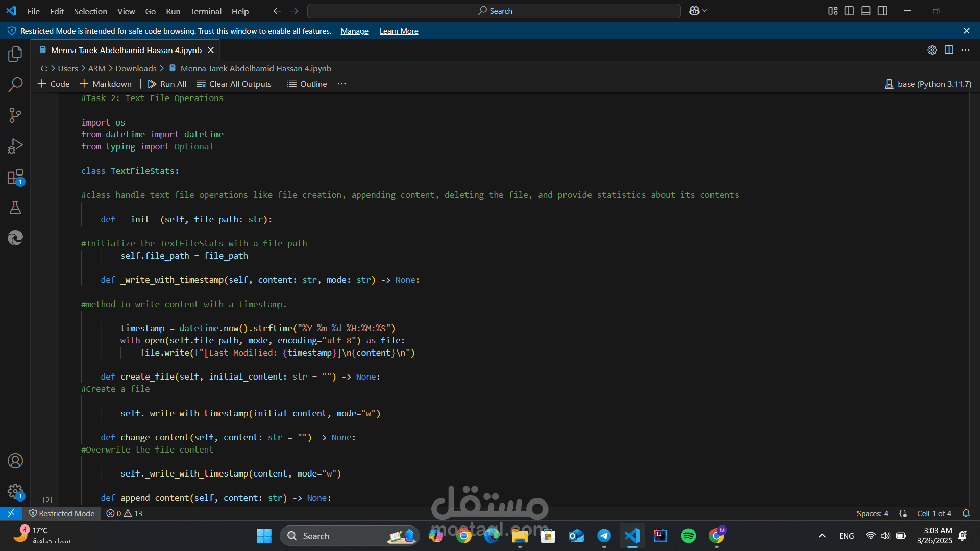 Object-Oriented Programming, File Handling & Debugging in Python | مستقل