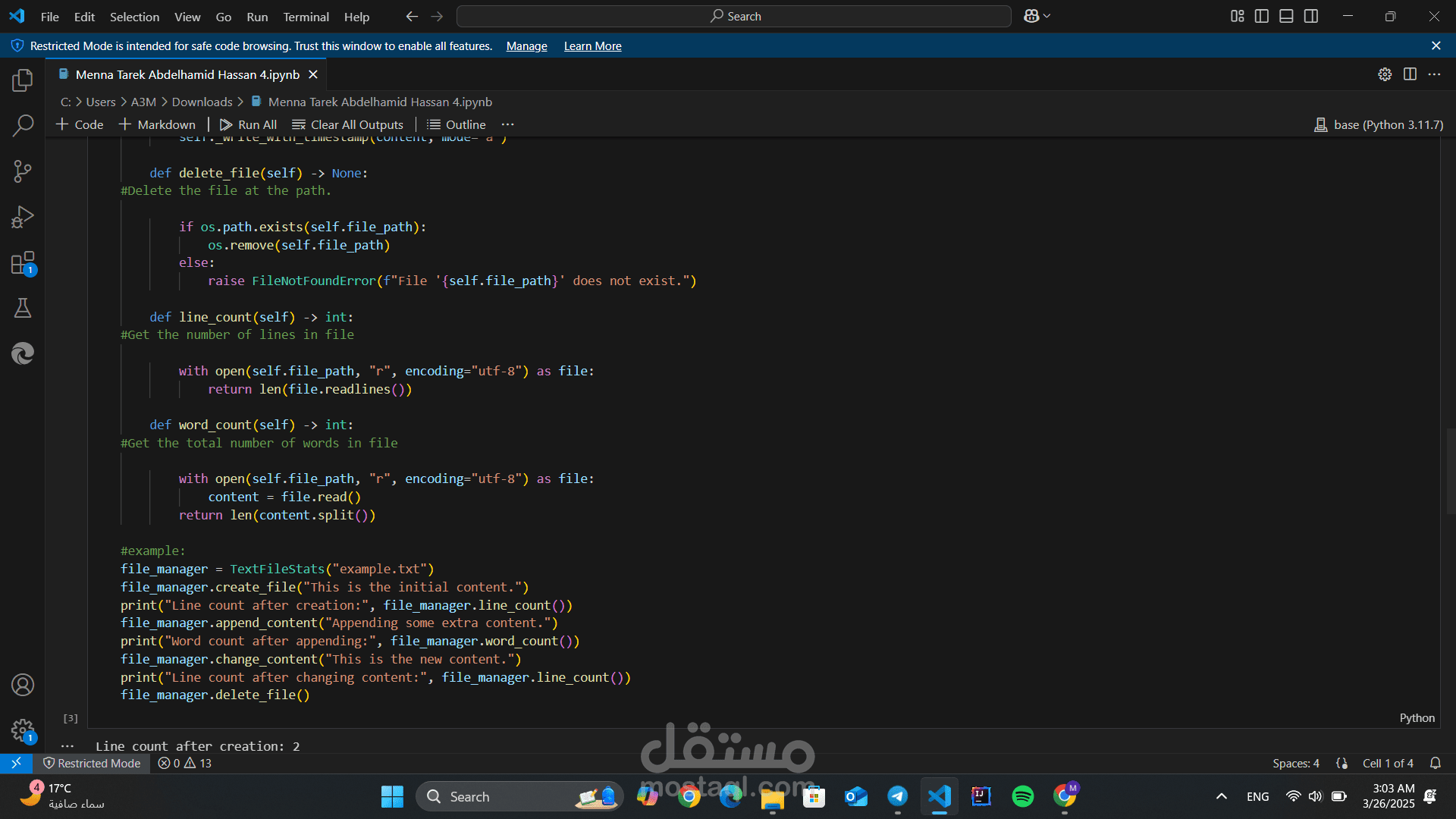 Object-Oriented Programming, File Handling & Debugging in Python | مستقل