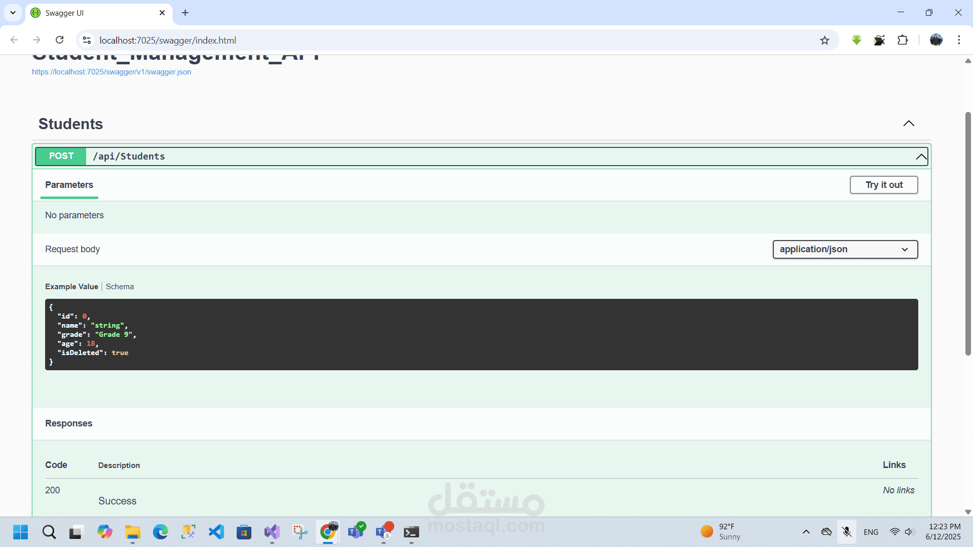 Student Management API – ASP.NET Core Web API Project | مستقل