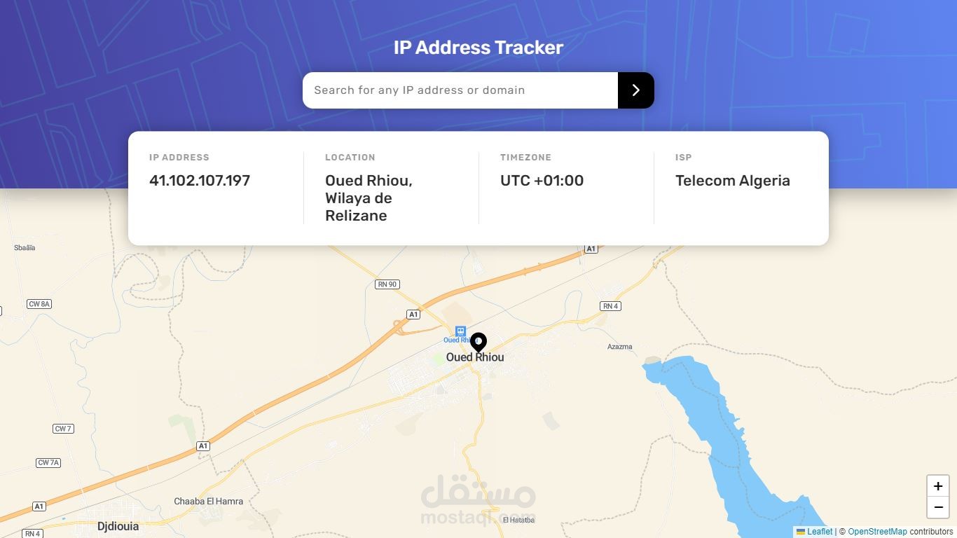Frontend Mentor - IP address tracker challeng solution | مستقل