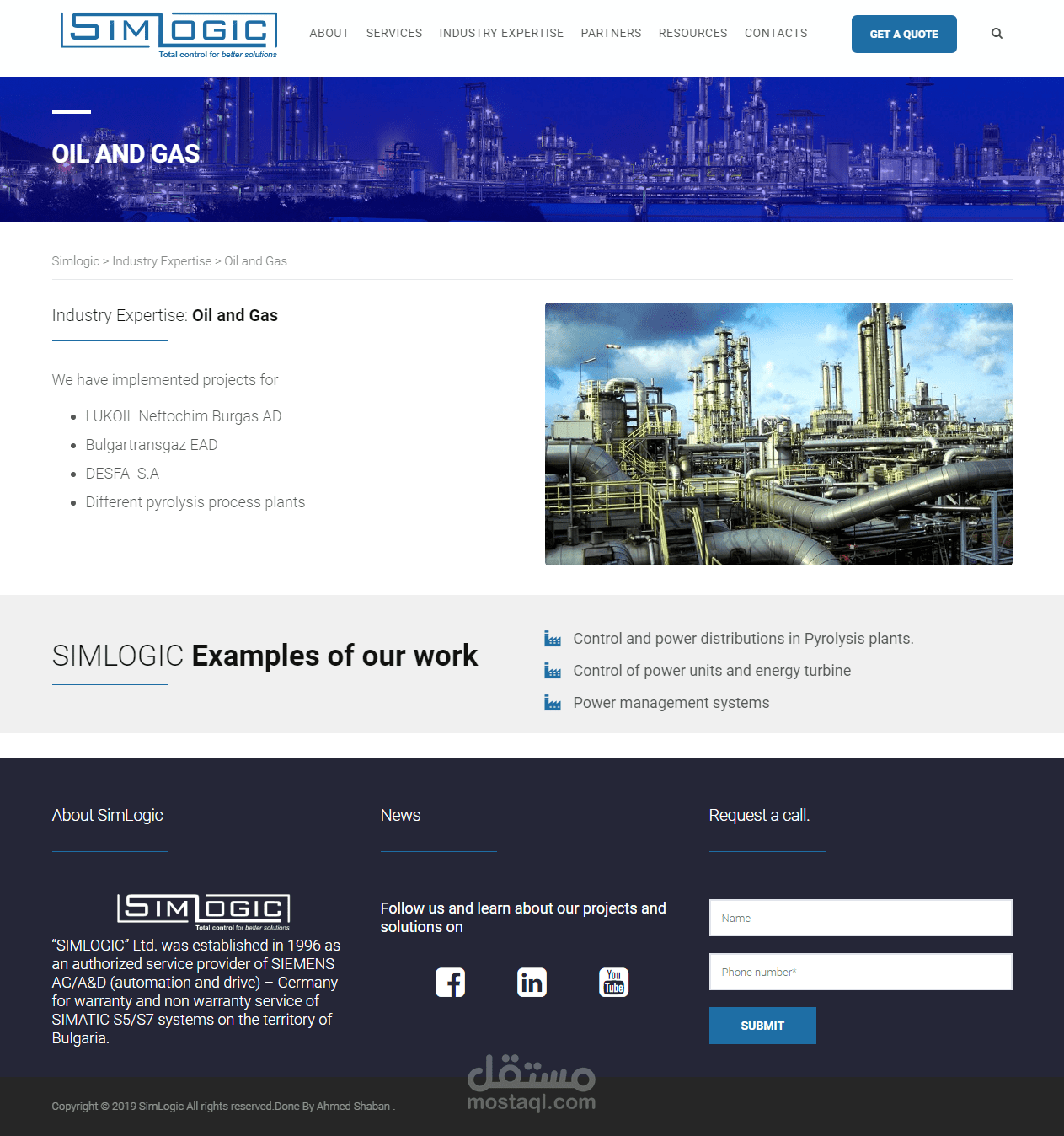simLogic automation website | مستقل