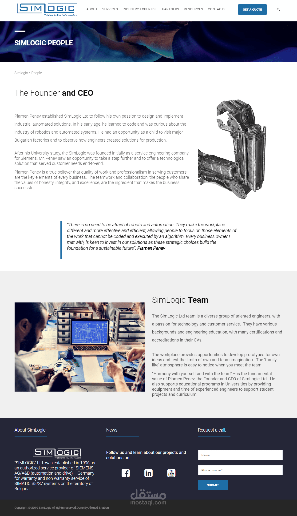 simLogic automation website | مستقل