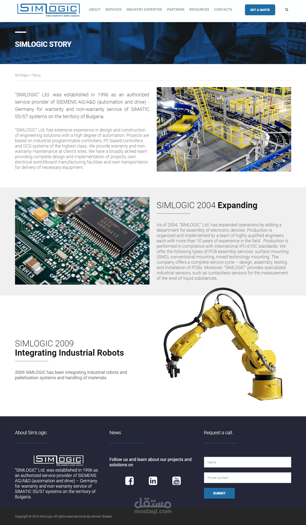 simLogic automation website | مستقل