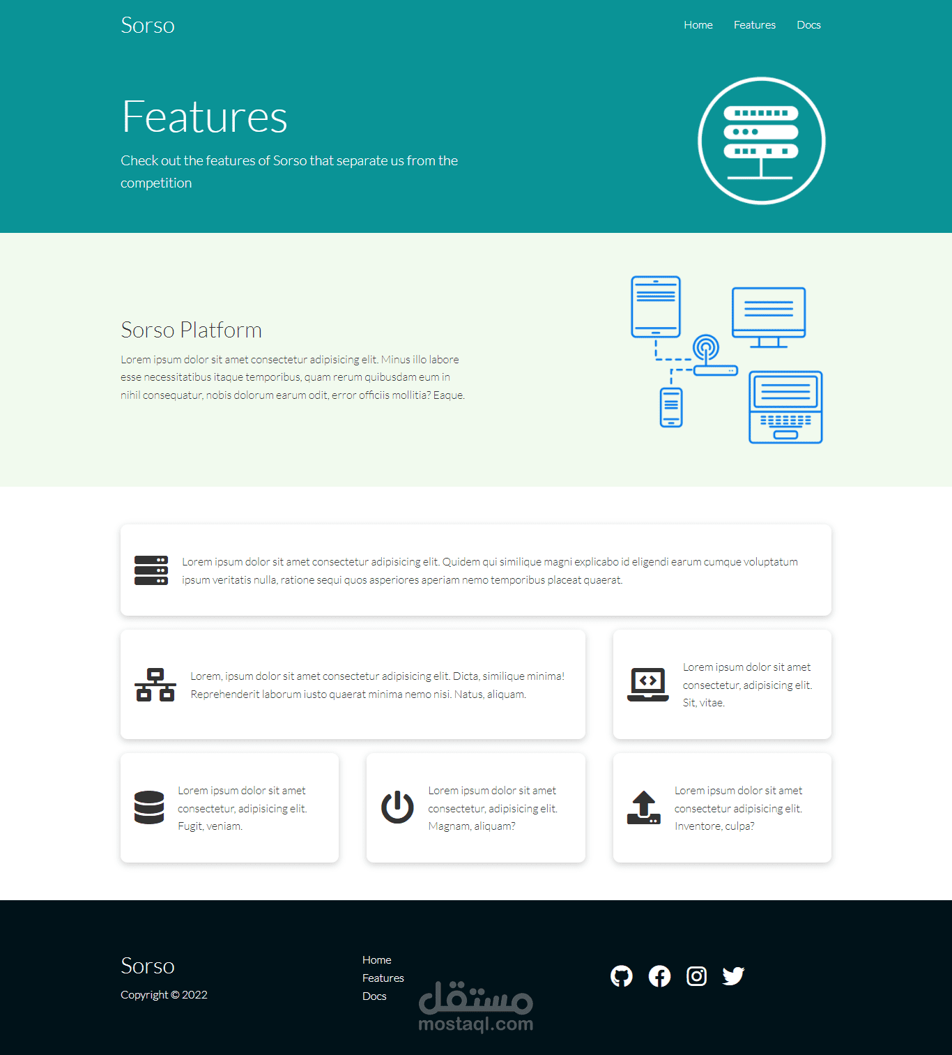 Responsive cloud hosting website utilizing CSS Grid and Flexbox | مستقل