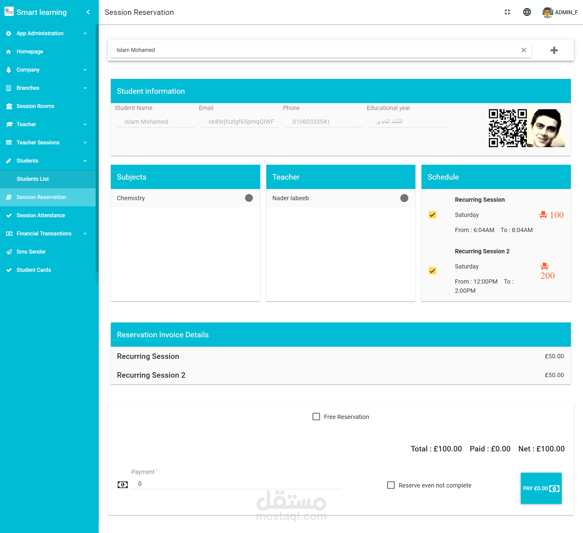 Smart Learning Platform | مستقل