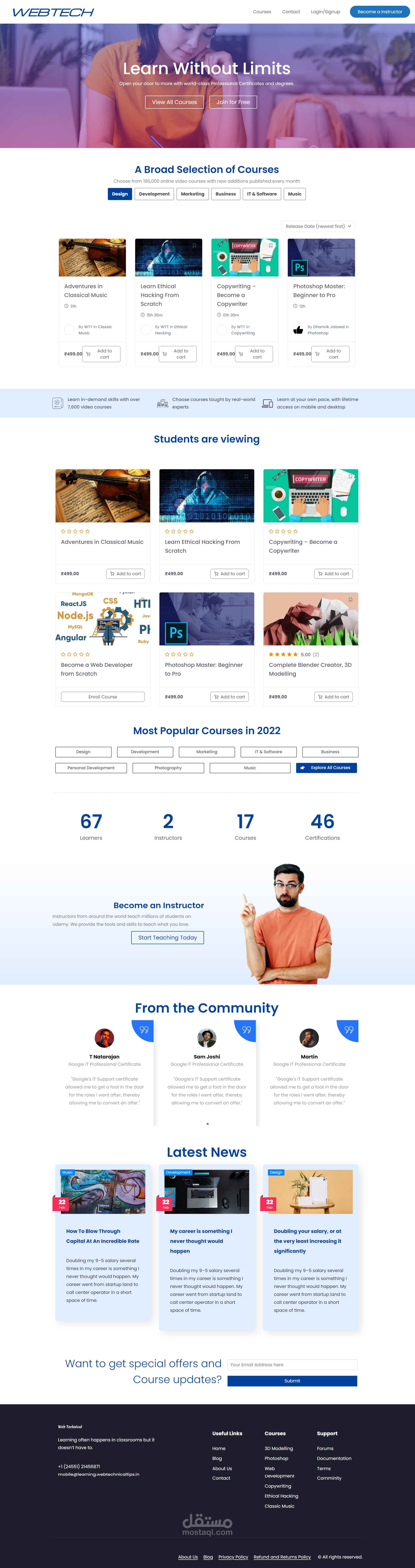 تصميم وبناء منصة "كورسات تدريبية أجنبية " | مستقل