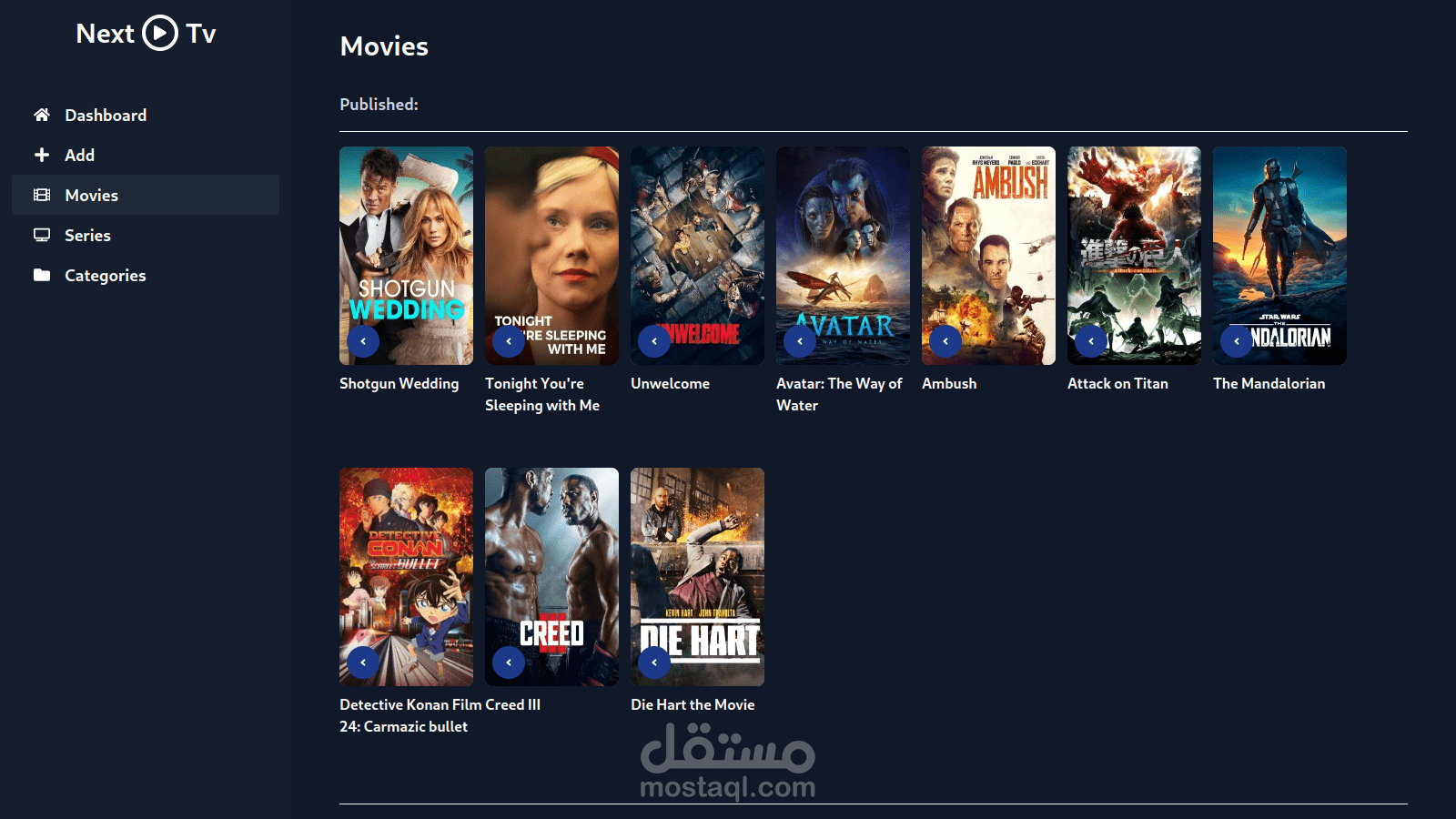 NextTv موقع لمشاهدة الأفلام و المسلسلات التلفزيونية مع واجهة ادارة للموقع | مستقل