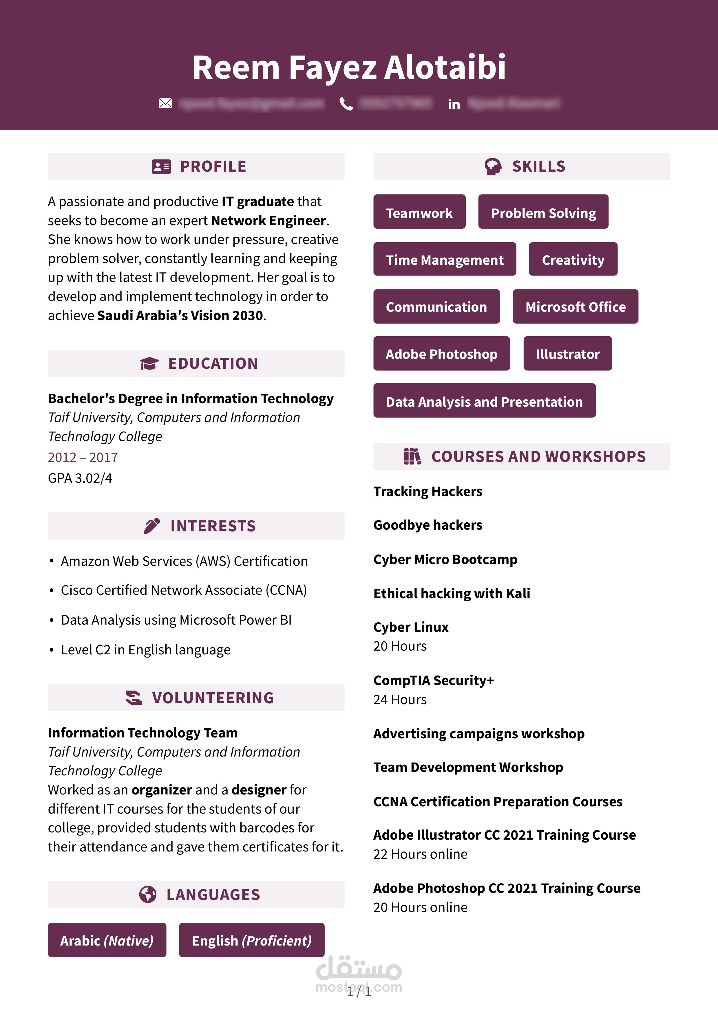 سيرة ذاتية CV + خطاب تعريفي Cover Letter بكل احترافية!! | مستقل