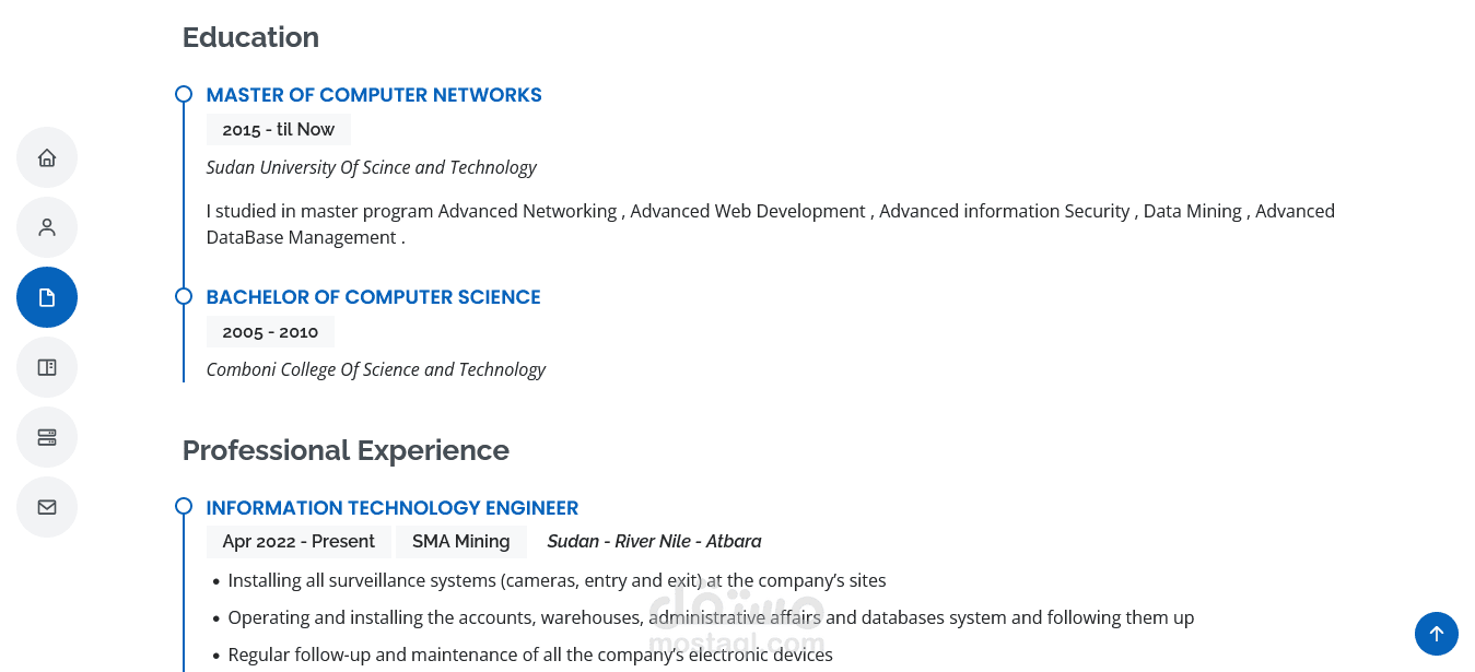 صفحة شخصية portfolio | مستقل