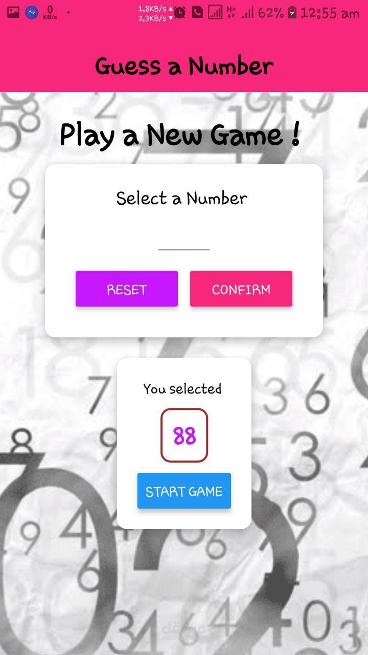 Guess A Number( Reactnative application) | مستقل