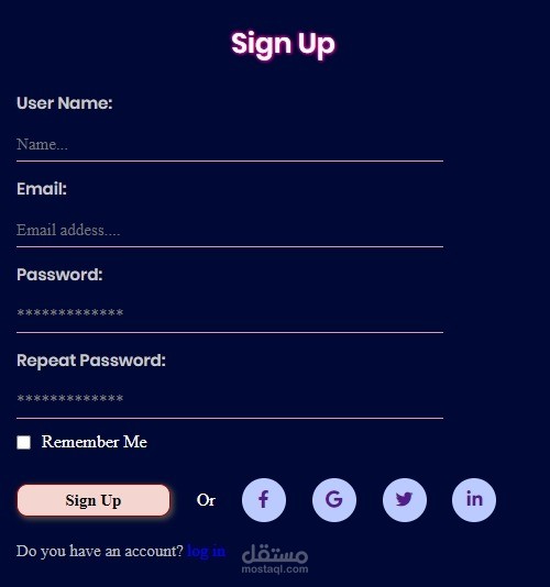 Sign Up Form | مستقل