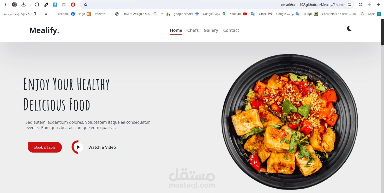 Mealify Resturant website landing page | مستقل