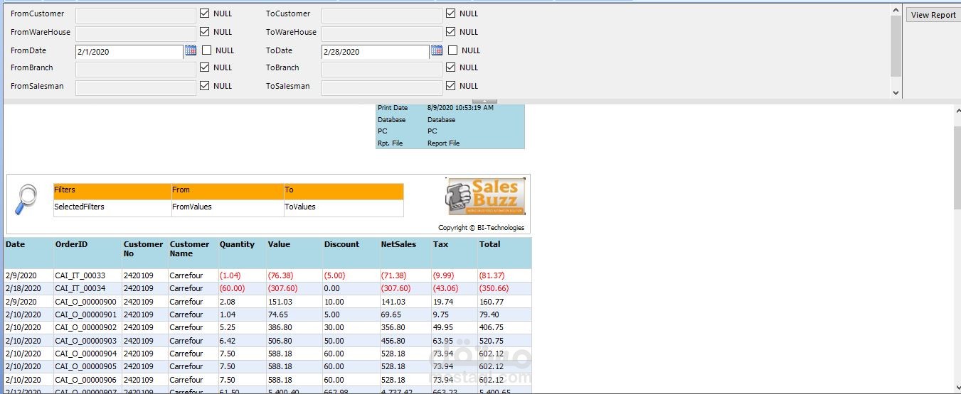 Sales Reports Using SSRS tool | مستقل