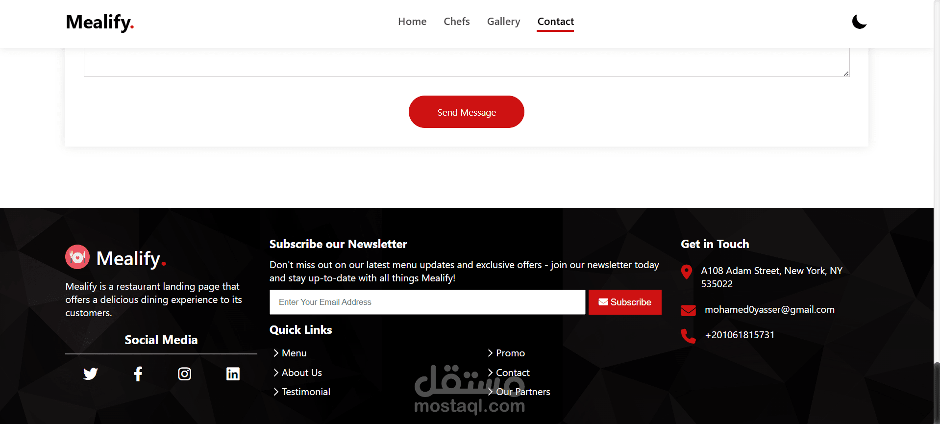 Mealify Project Description | مستقل