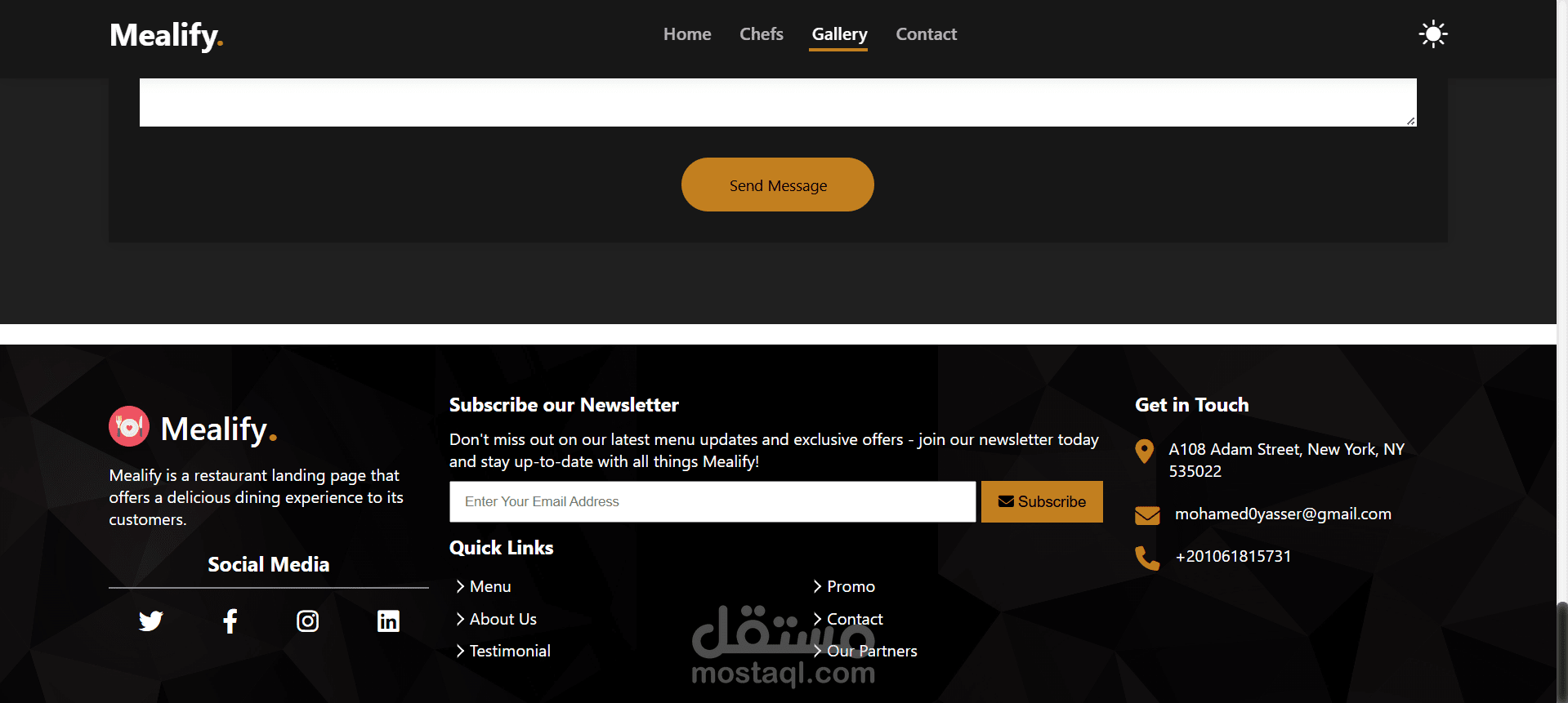 Mealify Project Description | مستقل