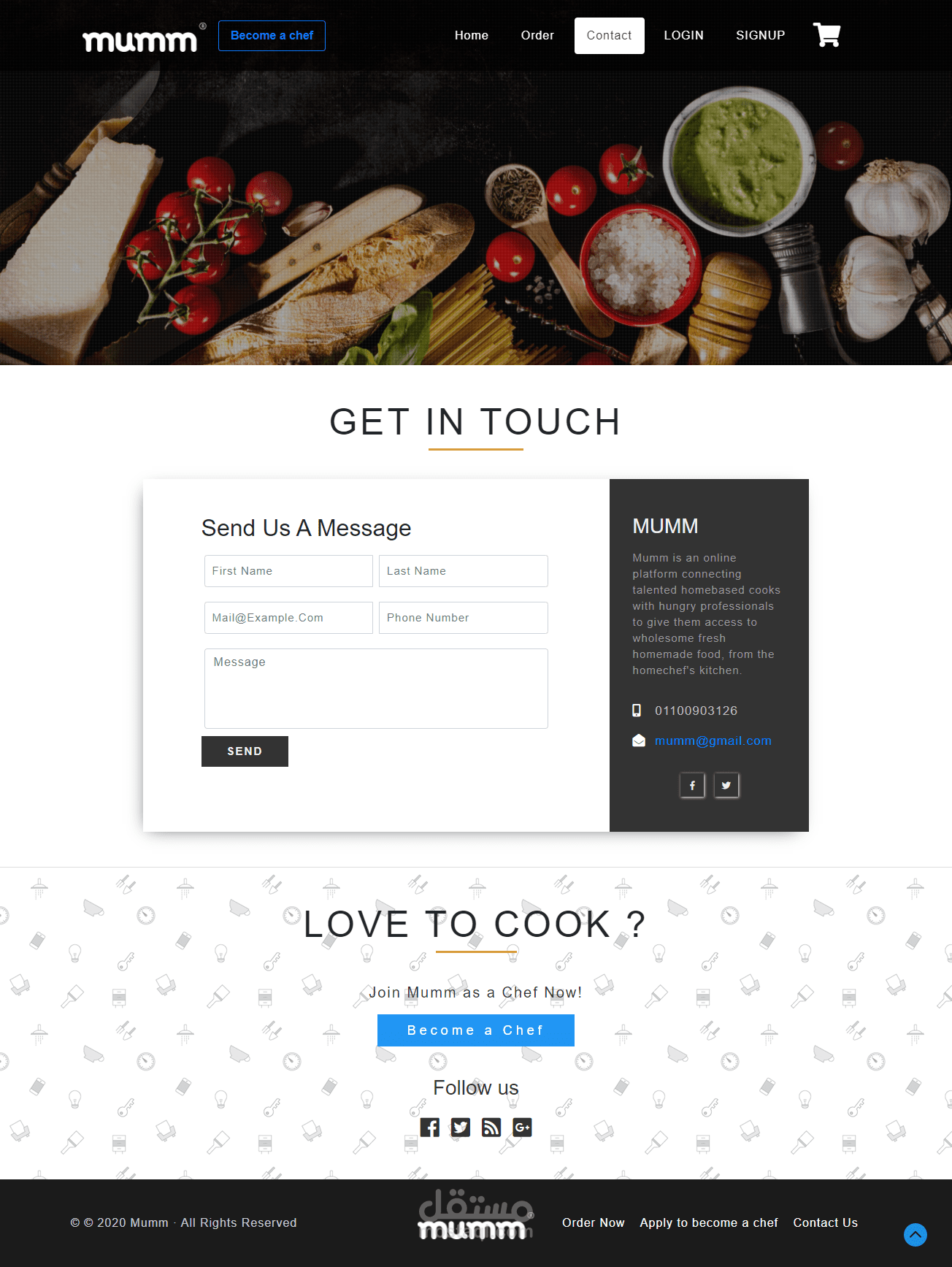 Homemade Food Web App | مستقل