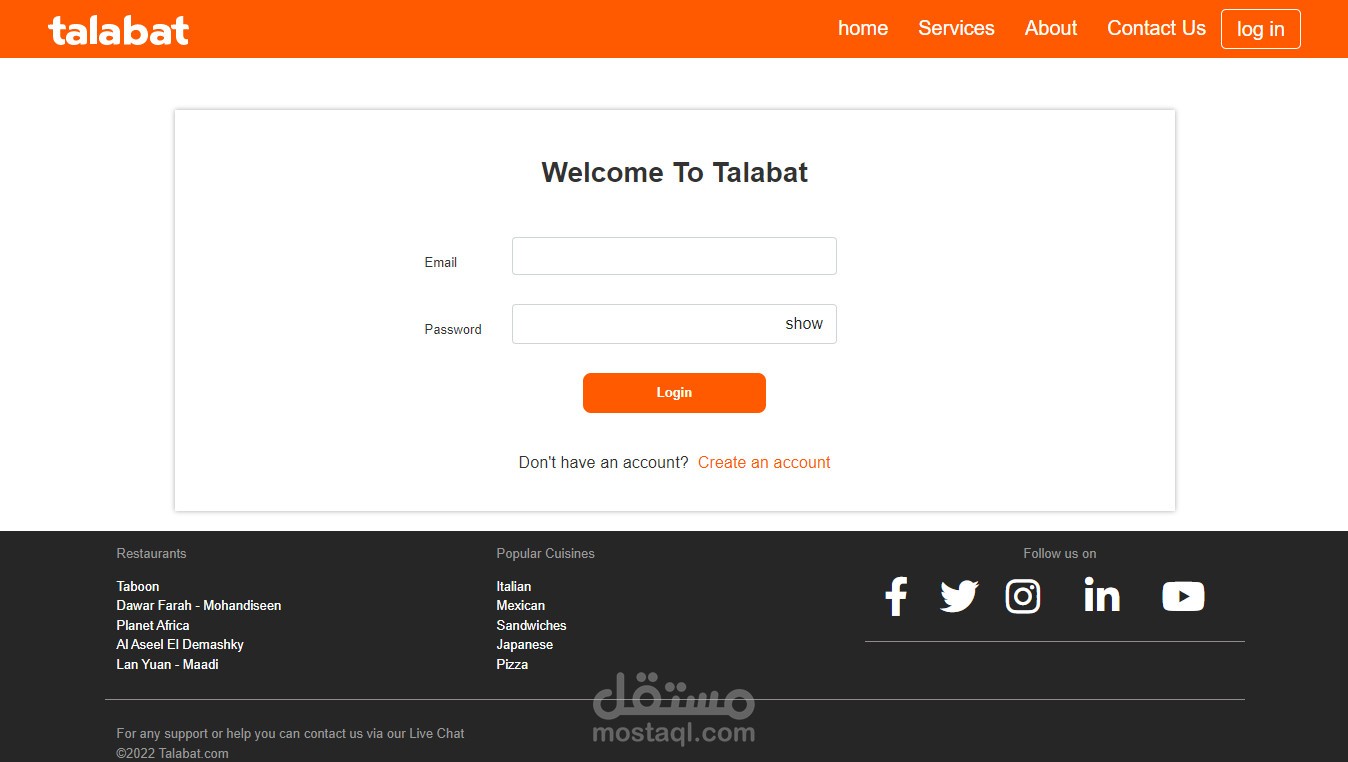 ( E-Comeerce (Talabat clone | مستقل