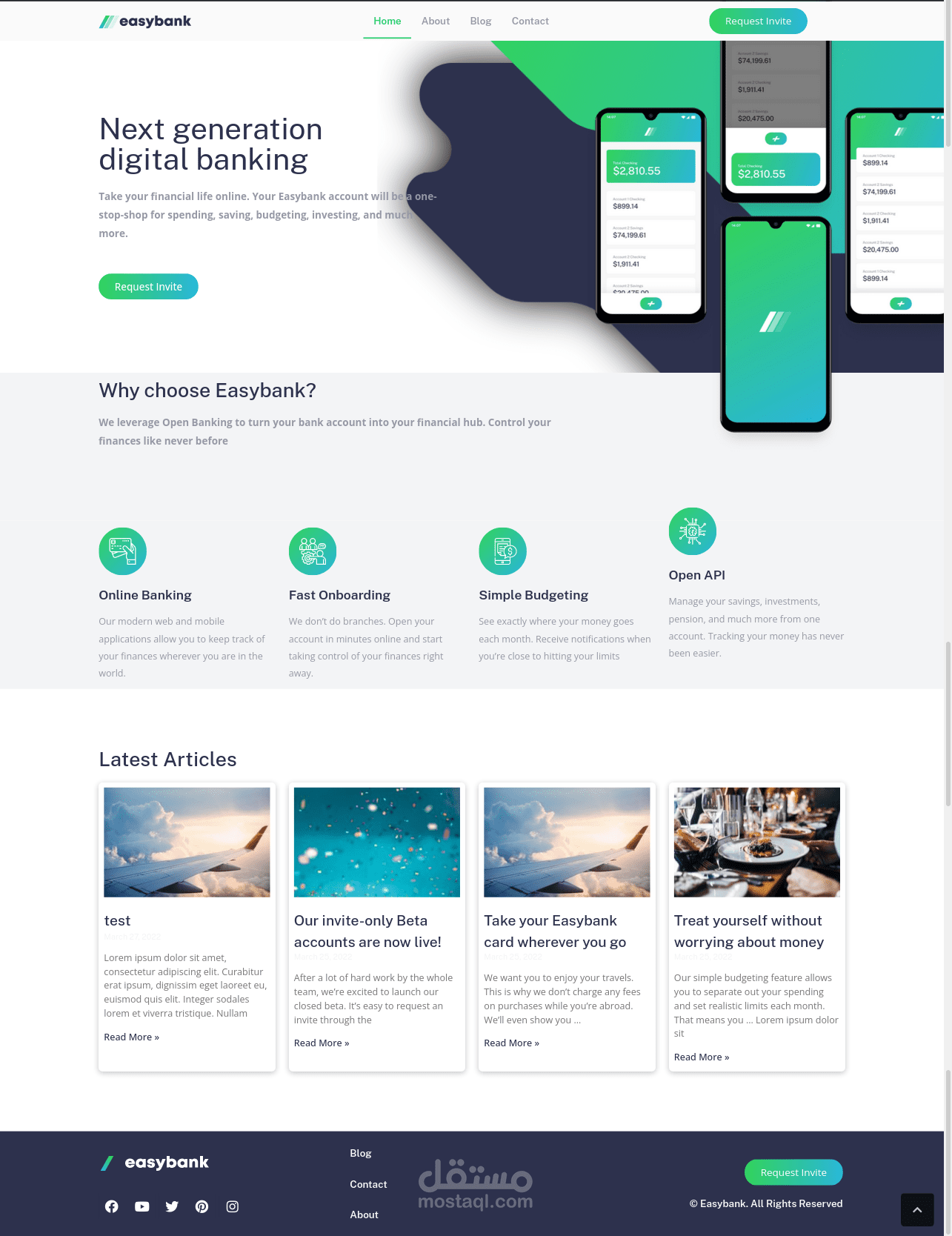 Landing page for bank | مستقل