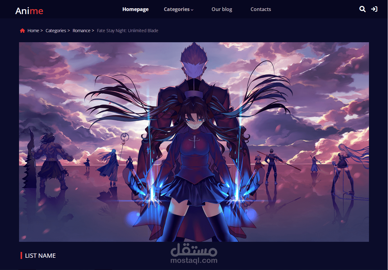 تصميم موقع انمي متعدد الصفحات باستخدام html and css | مستقل