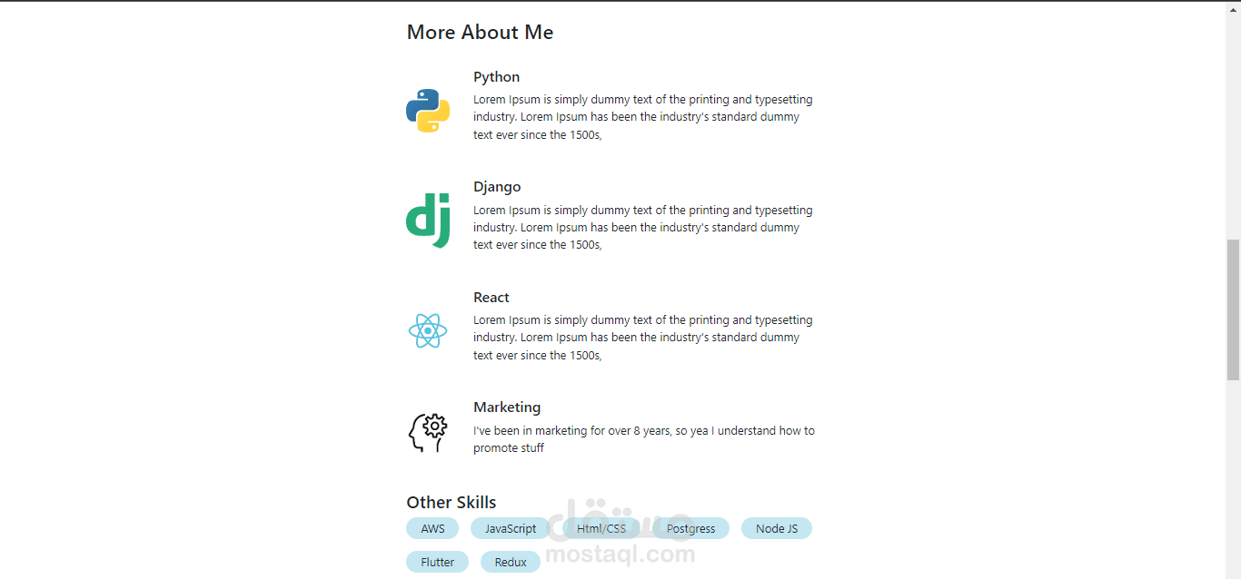 Portfolio Website Python Django Htmlcss Bootstrap مستقل