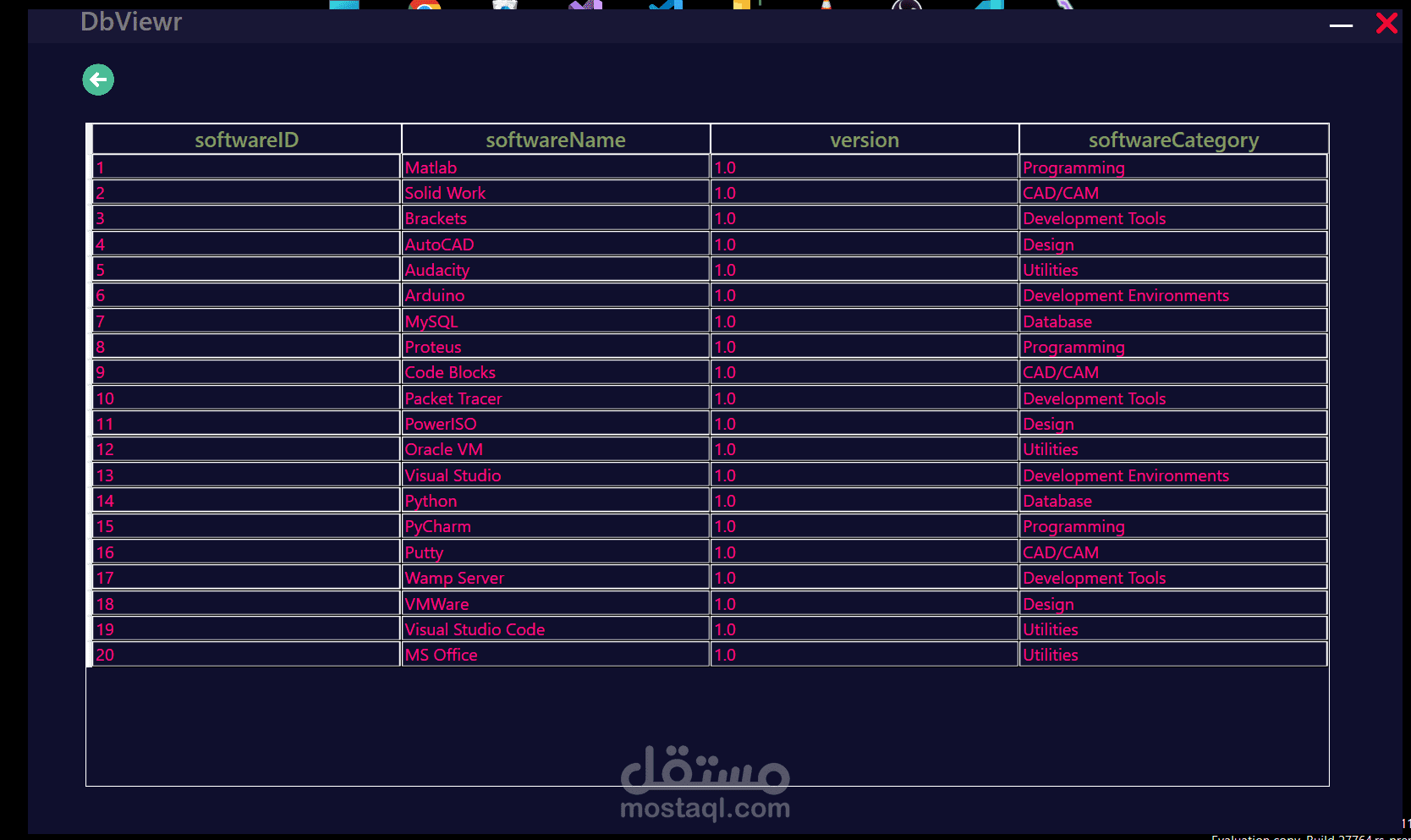 (Desktop Application)Database Viewer | مستقل