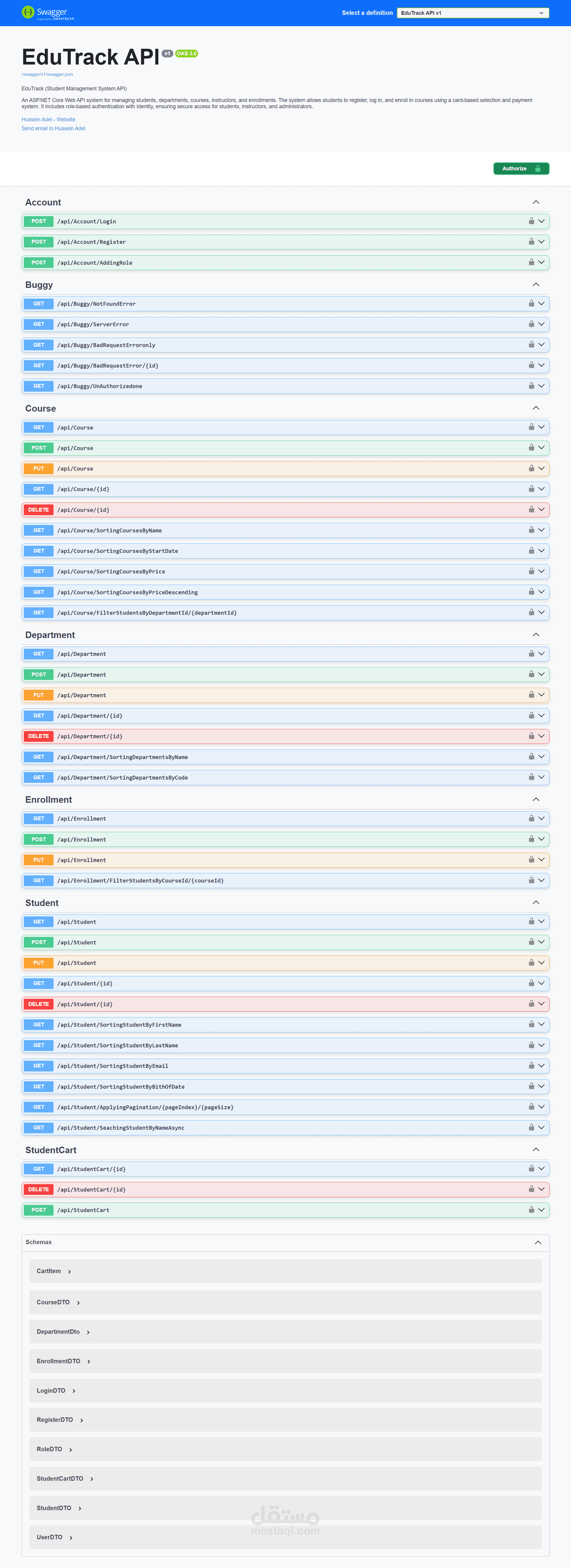 EduTrack (Student Management System API) | مستقل
