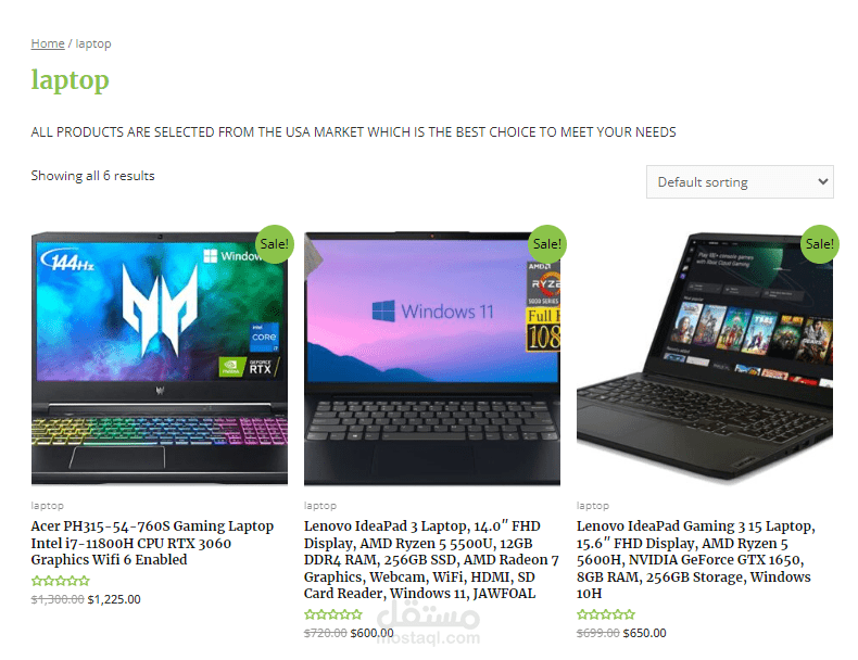 متجر اليكتروني خاص باللاب توب وال VR | مستقل