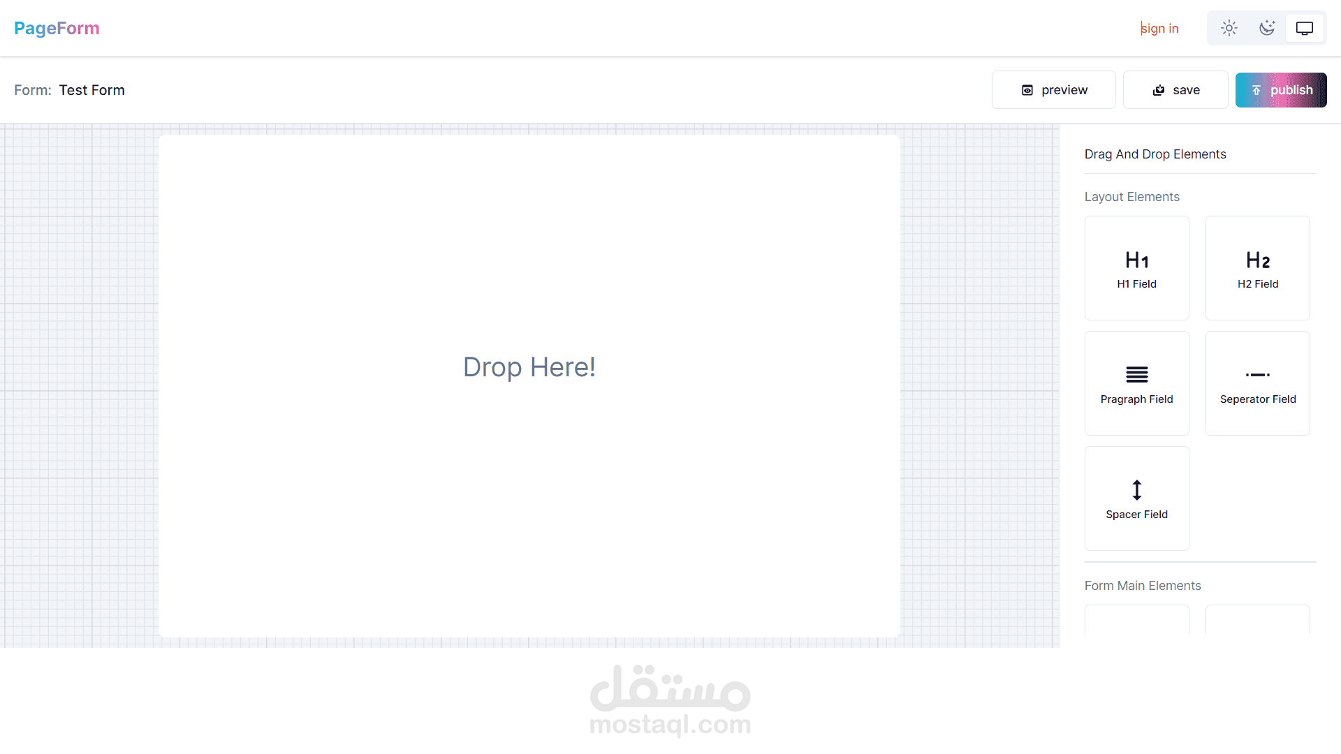 Full Stack Form Builder React Typescript Dnd Kit Postgresql Prisma Tailwind مستقل