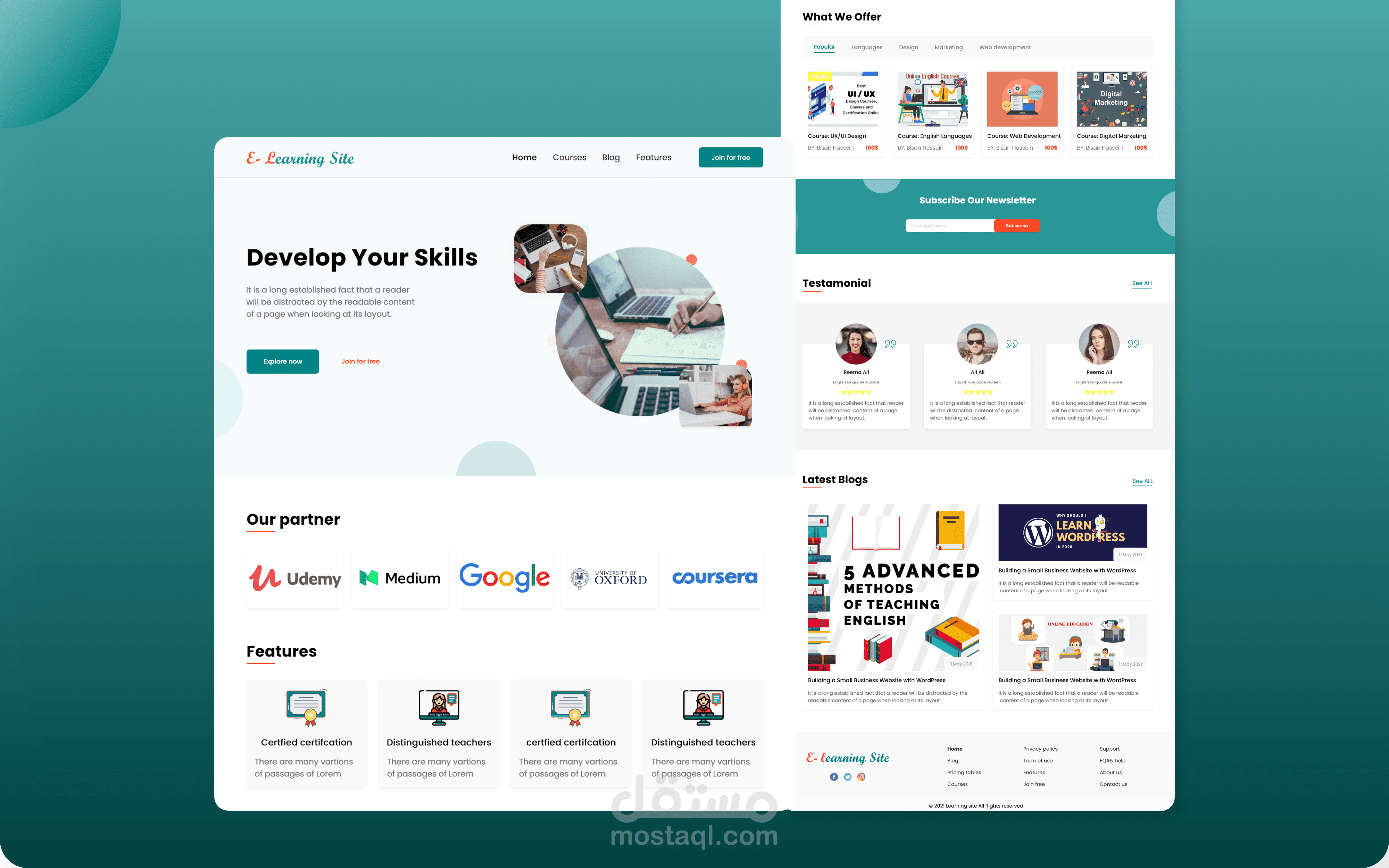تصميم لموقع تعليمي | UXUI design for learnning managmentsystem (LMS ...