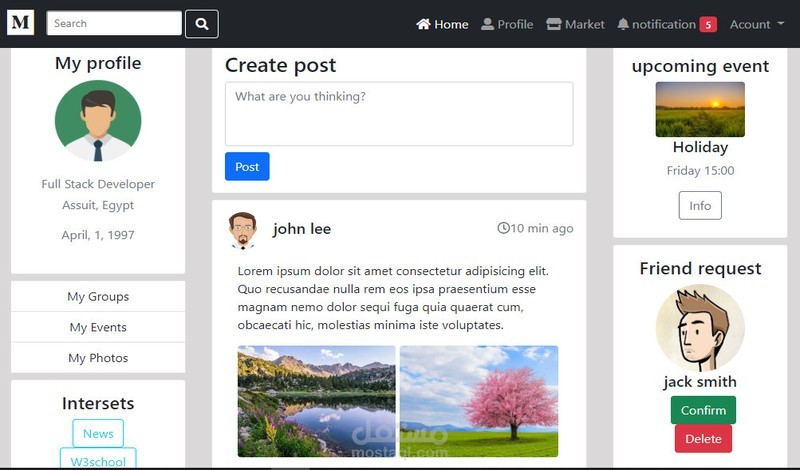 تصميم صفحة ويب باستخدام Html Css3 Bootstrap مستقل