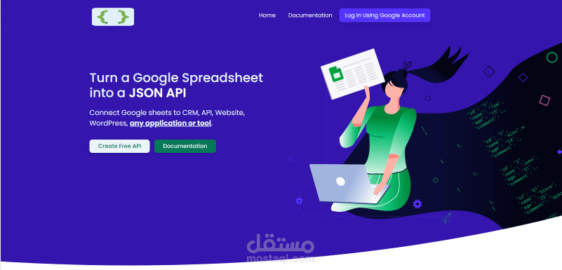 قم بتحويل جدول بيانات Google إلى واجهة برمجة تطبيقات JSON | مستقل قم بتحويل جدول بيانات Google إلى واجهة برمجة تطبيقات JSON | مستقل
