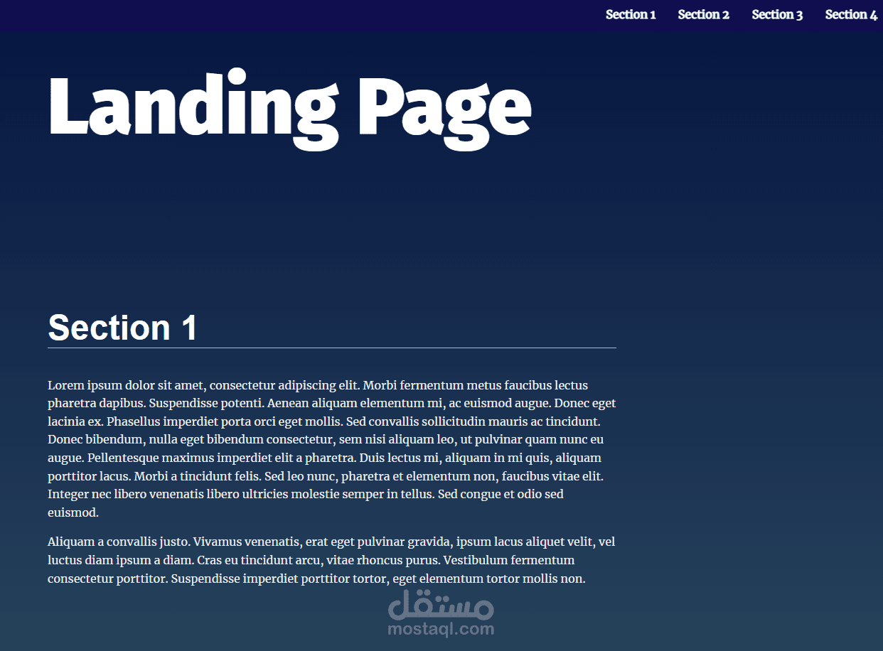 Landing Page (Udacity Project) | مستقل