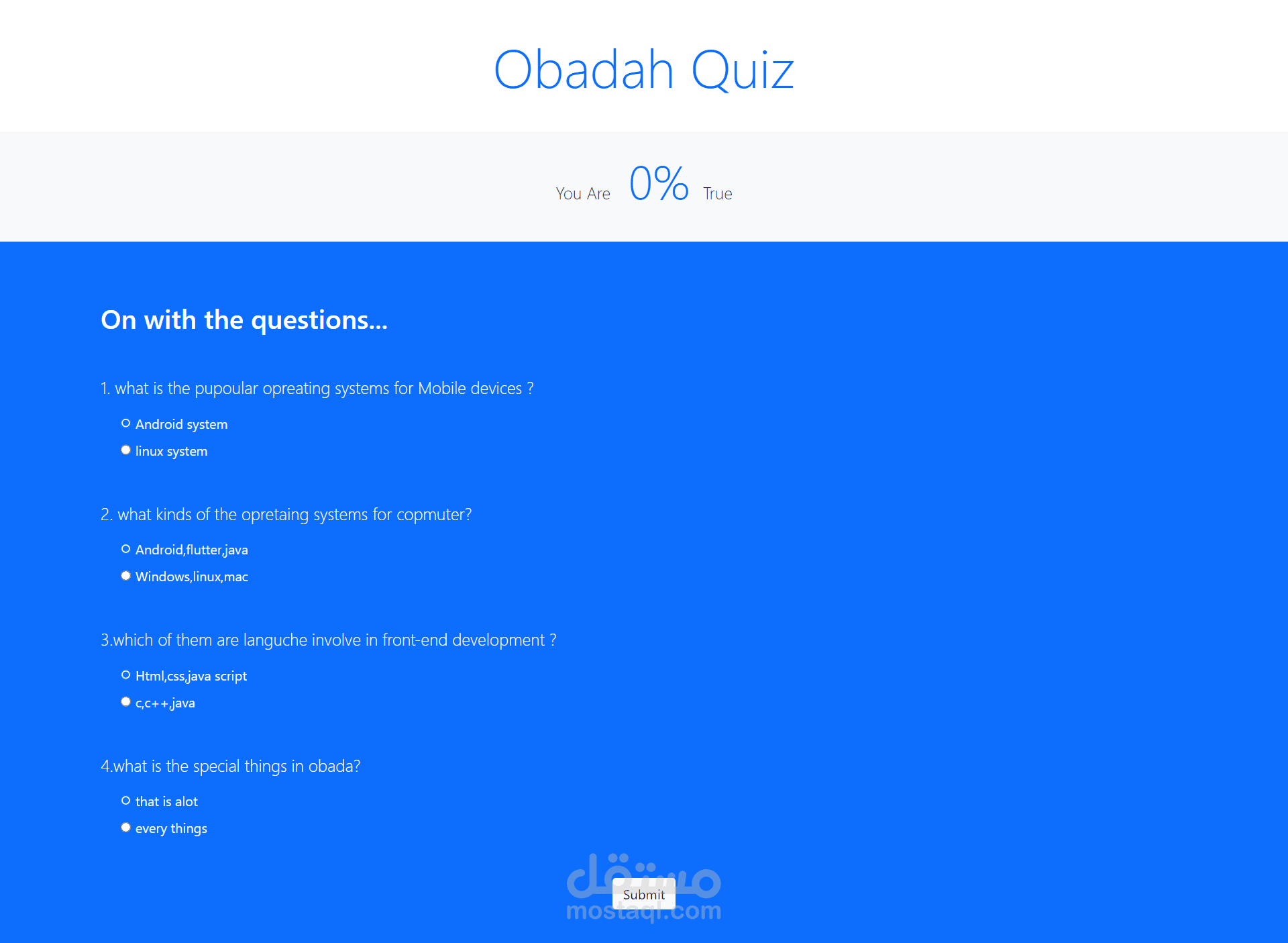 Quiz Project | مستقل