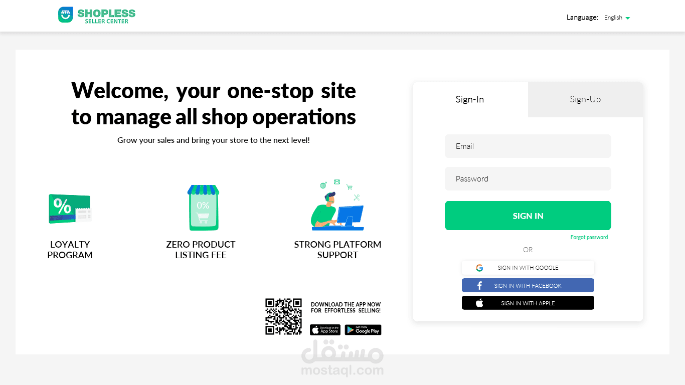 Shopless Seller Center | مستقل