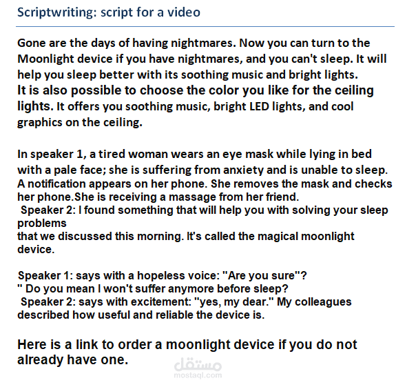 Script writing | مستقل