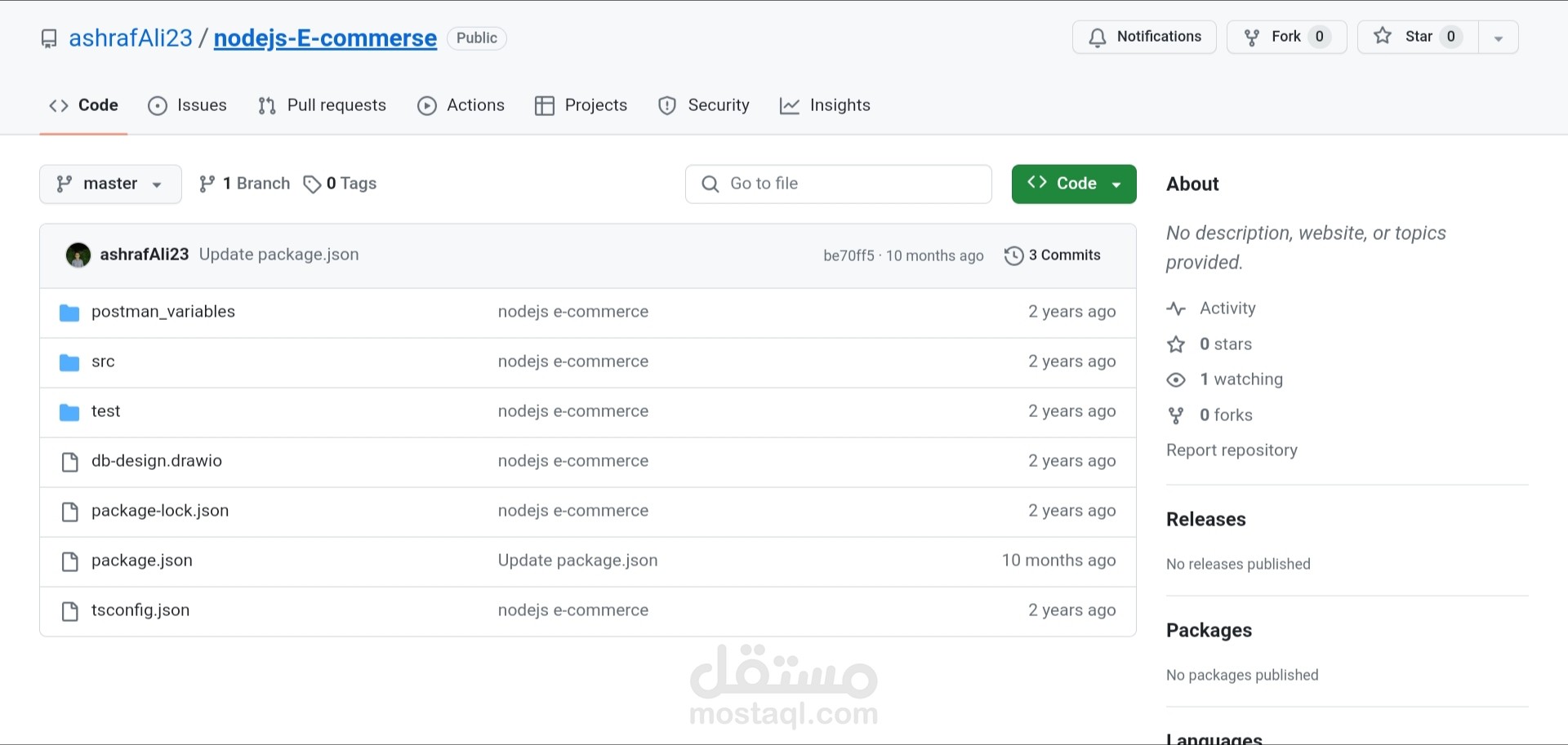 Nodejs Ecommerce Api مستقل