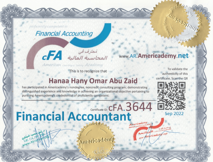Certified Financial Accountant (CFA) | مستقل