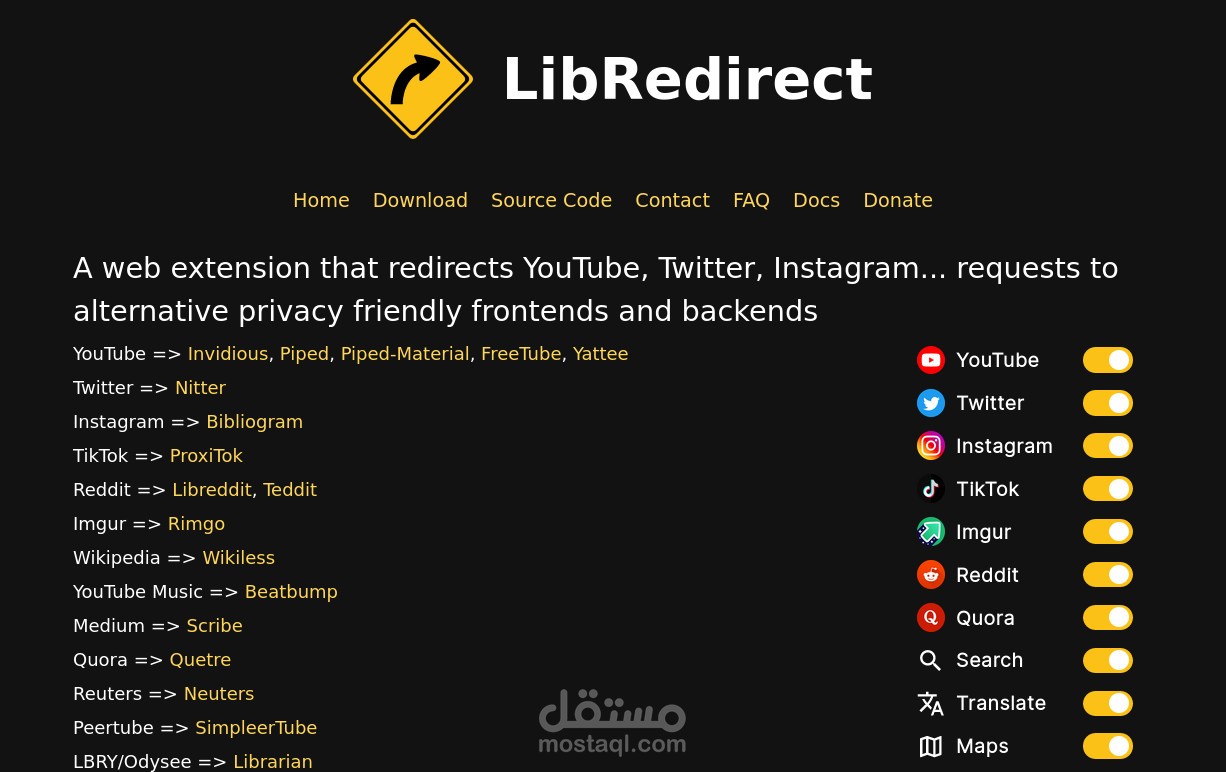 موقع LibRedirect | مستقل