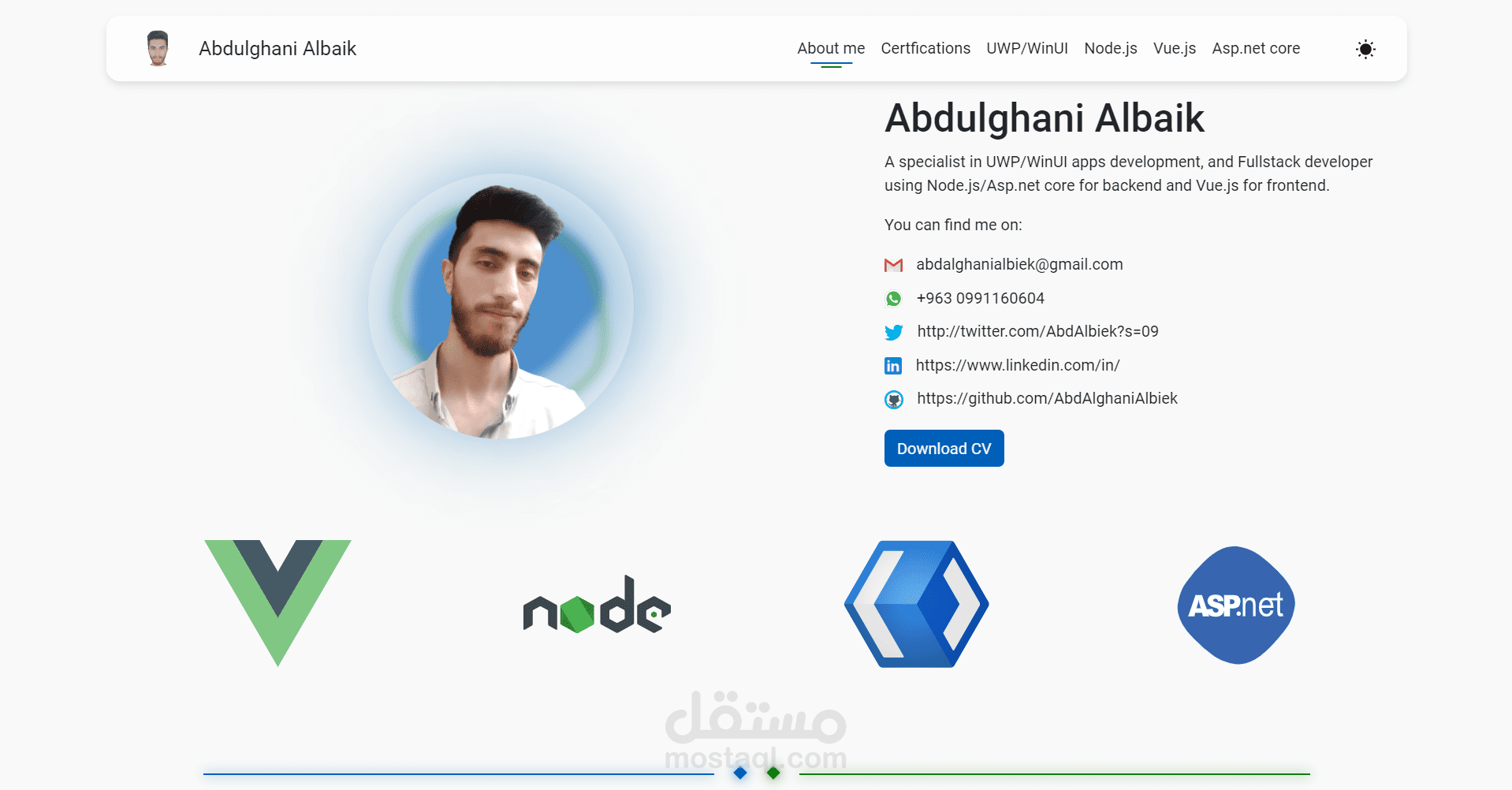 برمجة موقع شخصي Html Css Js Bootstrap مستقل