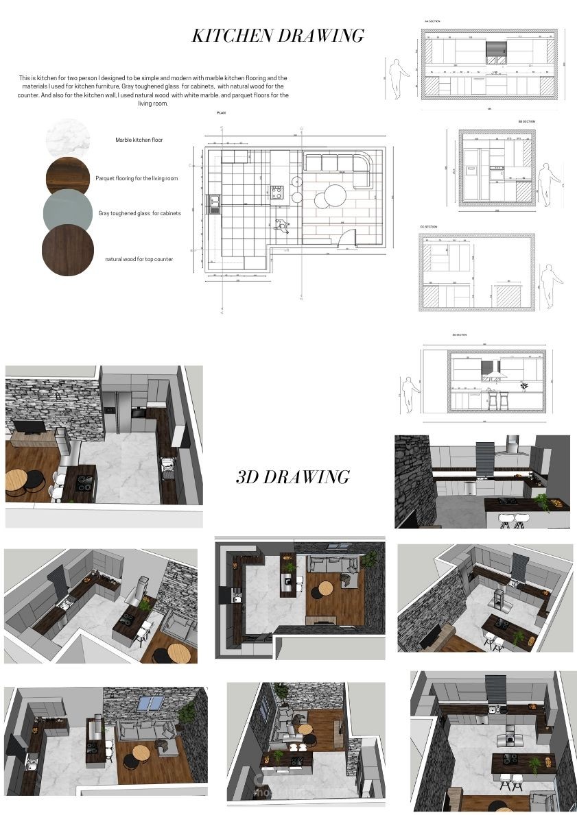 Interior architecture and design of work posters on SketchUp and ...