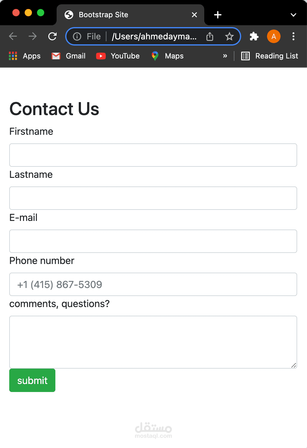 web page made by HTML,CSS,BOOTSTRAP | مستقل
