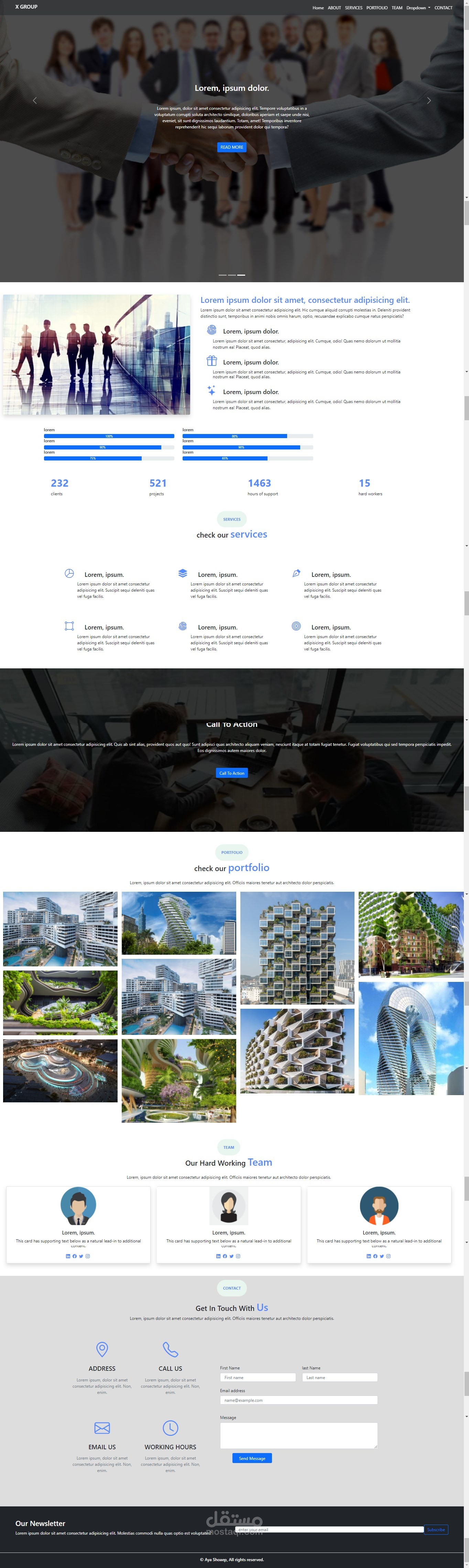 تصميم موقع الكتروني باستخدام html, CSS, bootstrap | مستقل