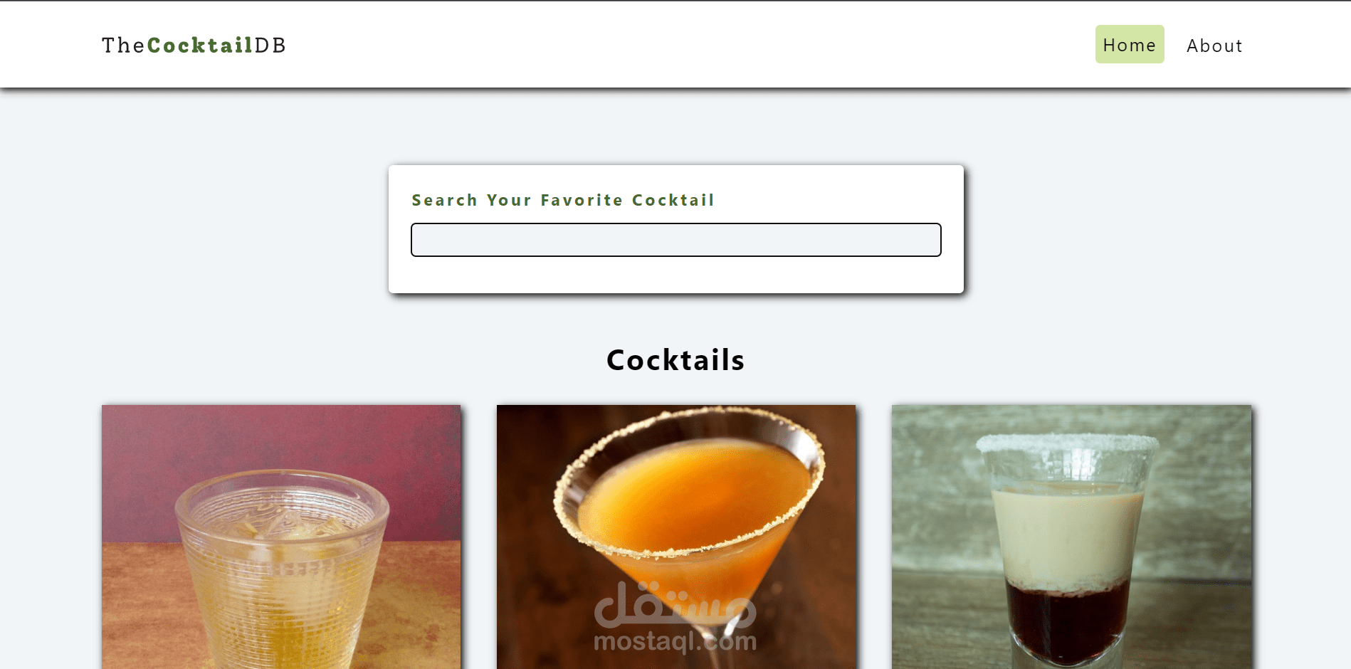 Cocktails Website With Api | مستقل