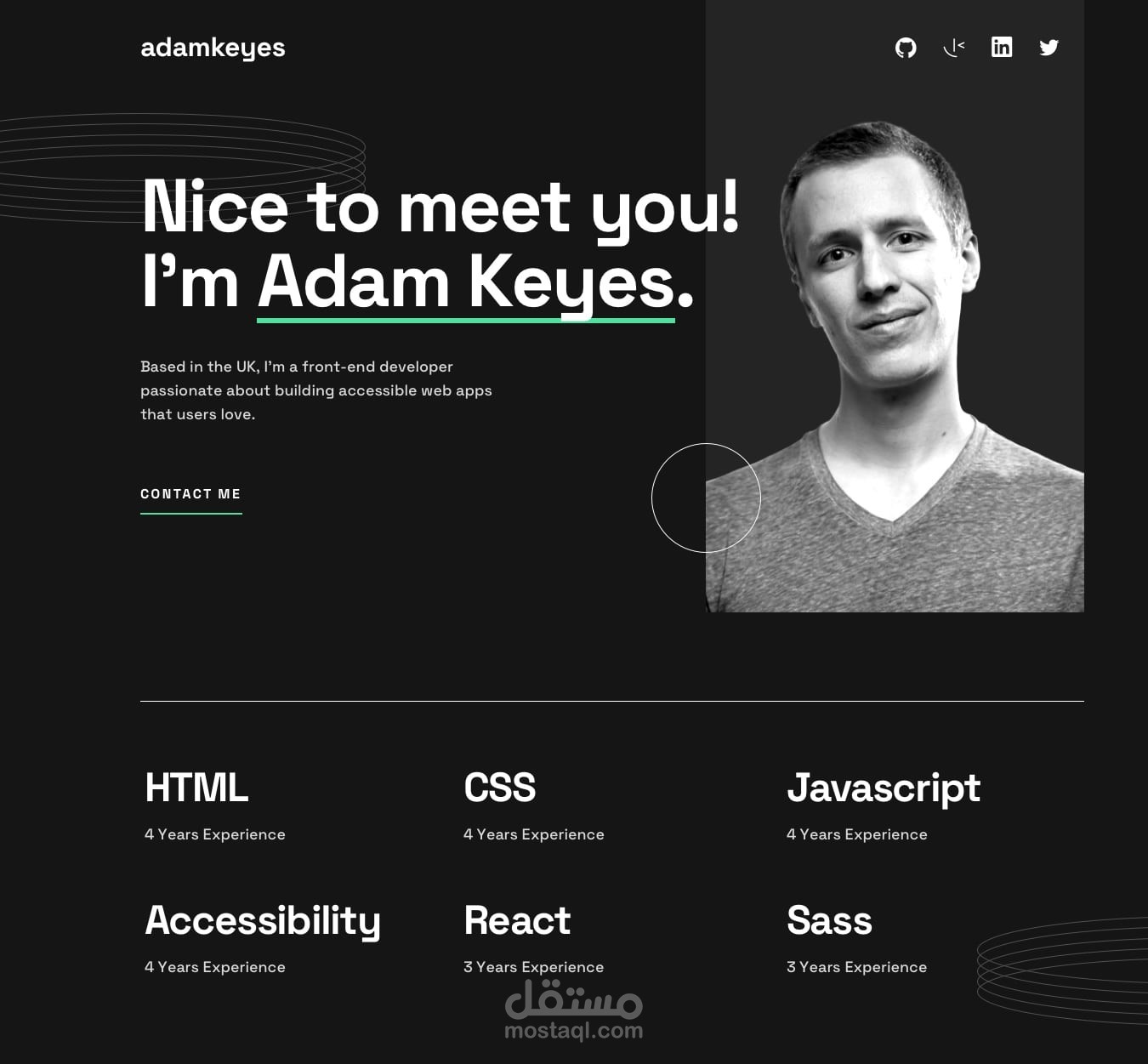 Single-page developer portfolio | مستقل Single-page developer portfolio | مستقل