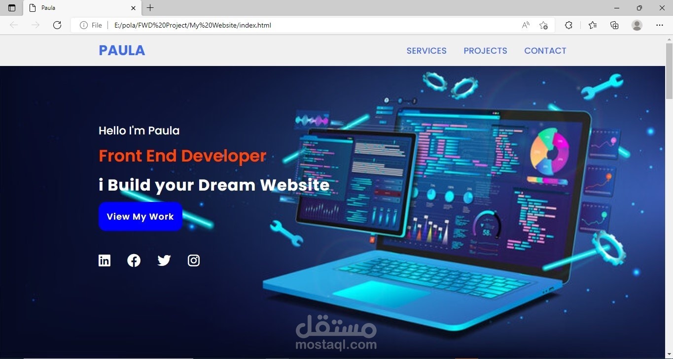 تصميم موقع شخصى بواسطة Html And Css مستقل 3458