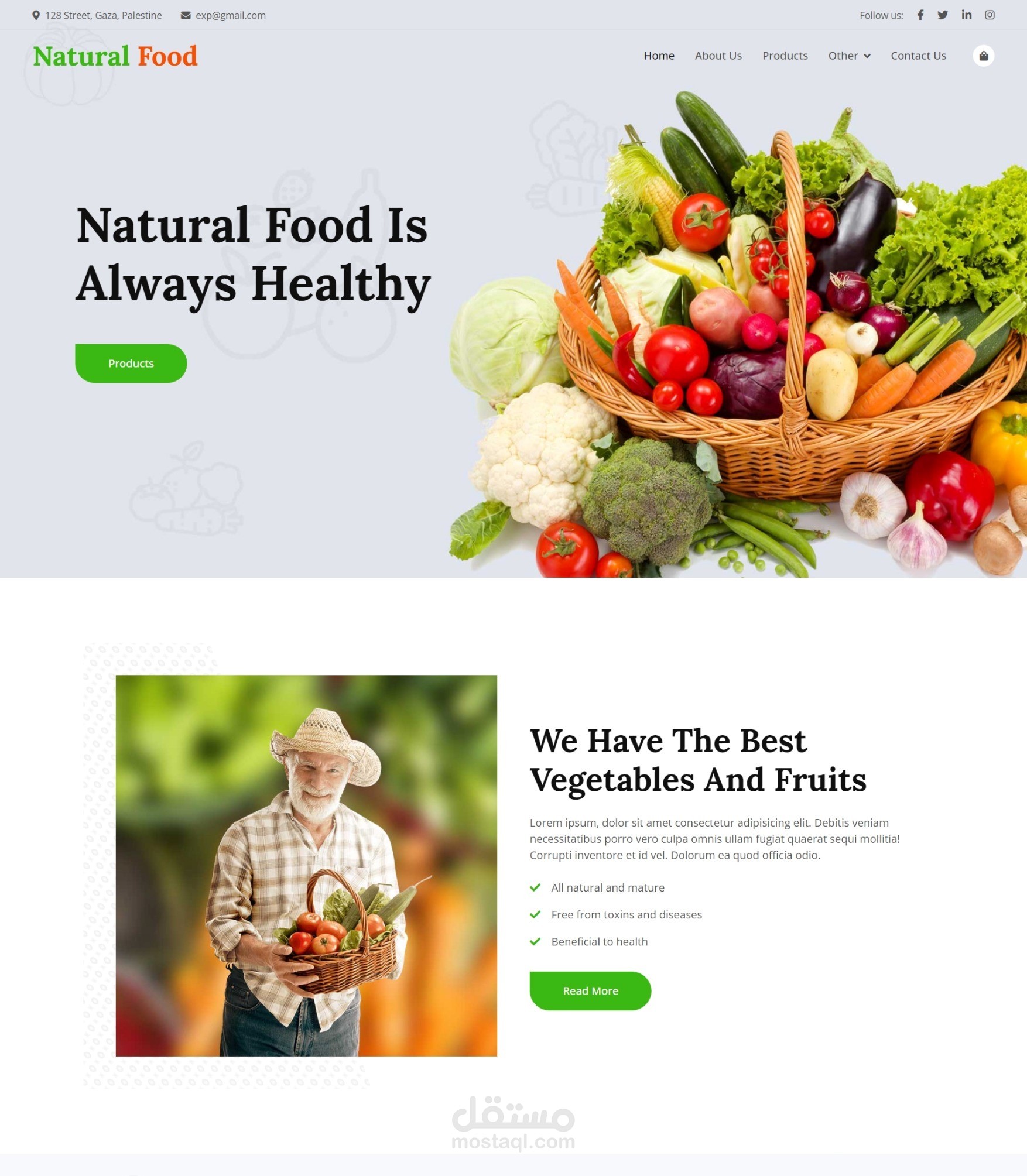 Natural Food Website Template | مستقل