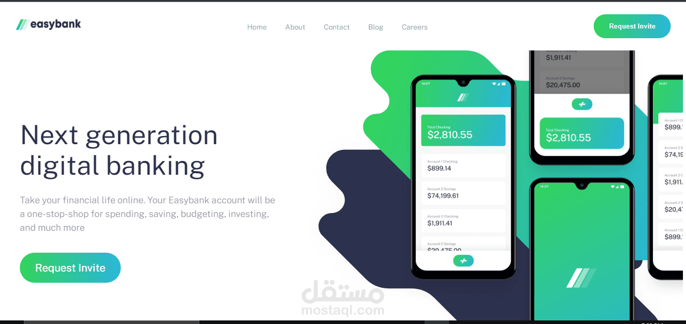 موقع الكتروني للمعملات البنكية Easybank | مستقل