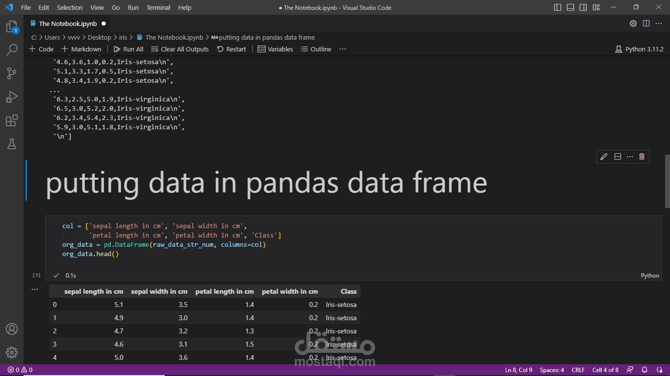 Iris Data Set Notebook | مستقل Iris Data Set Notebook | مستقل